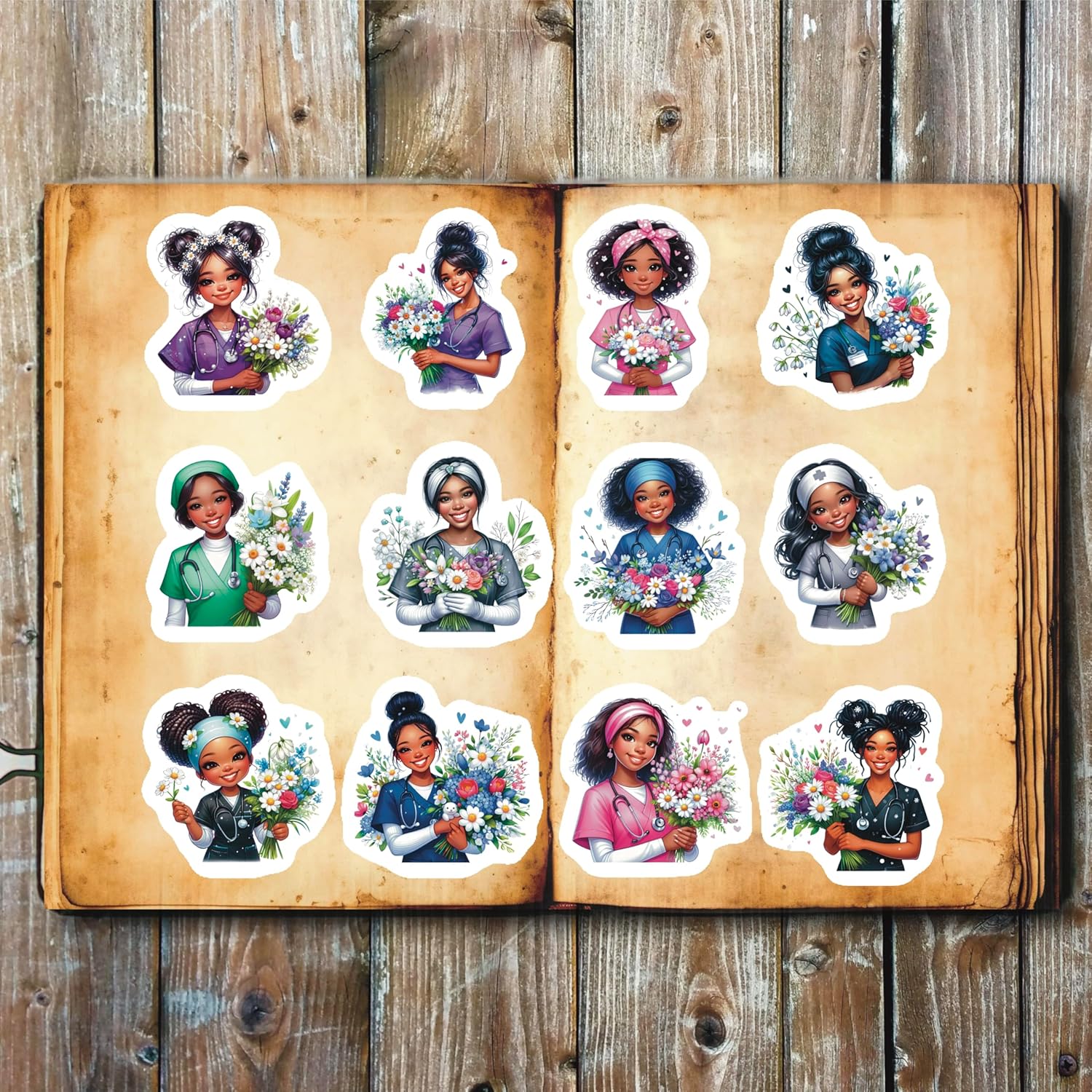 Amazon.com: Black Nurse Stickers. Set of 24 Stickers (2 sets of 12 ...