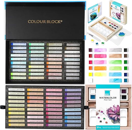 Amazon.com: COLOUR BLOCK 97pc Soft Pastels & Watercolor Art Set ...