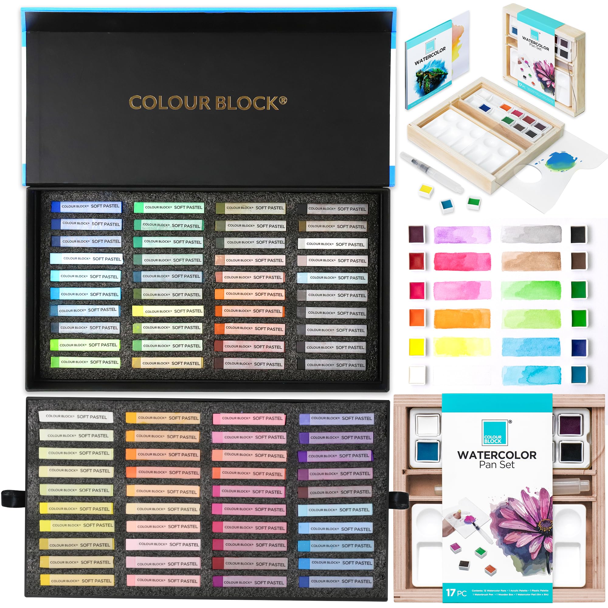 Amazon.com: COLOUR BLOCK 97pc Soft Pastels & Watercolor Art Set ...