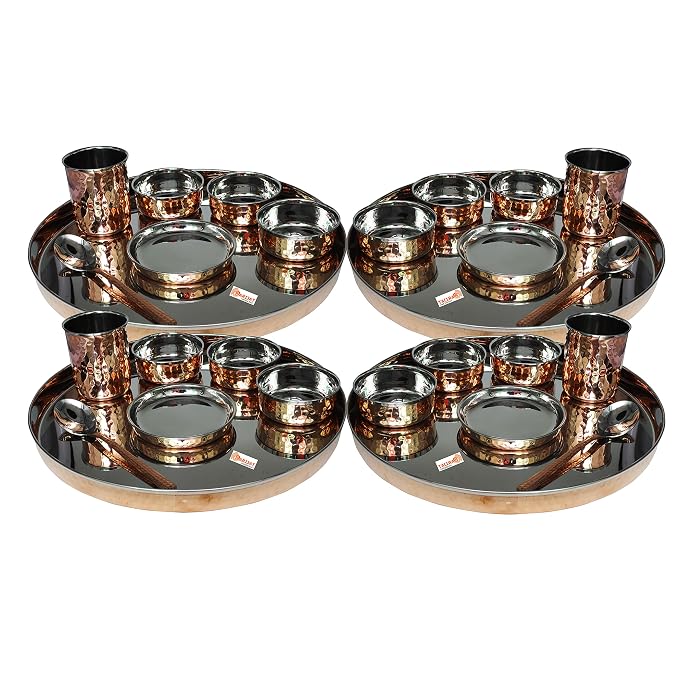 Buy PARIJAT HANDICRAFT Indian dinnerware 28-Piece set stainless steel ...