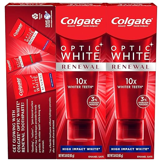 Amazon.com : Colgate Optic White Renewal Teeth Whitening Toothpaste ...