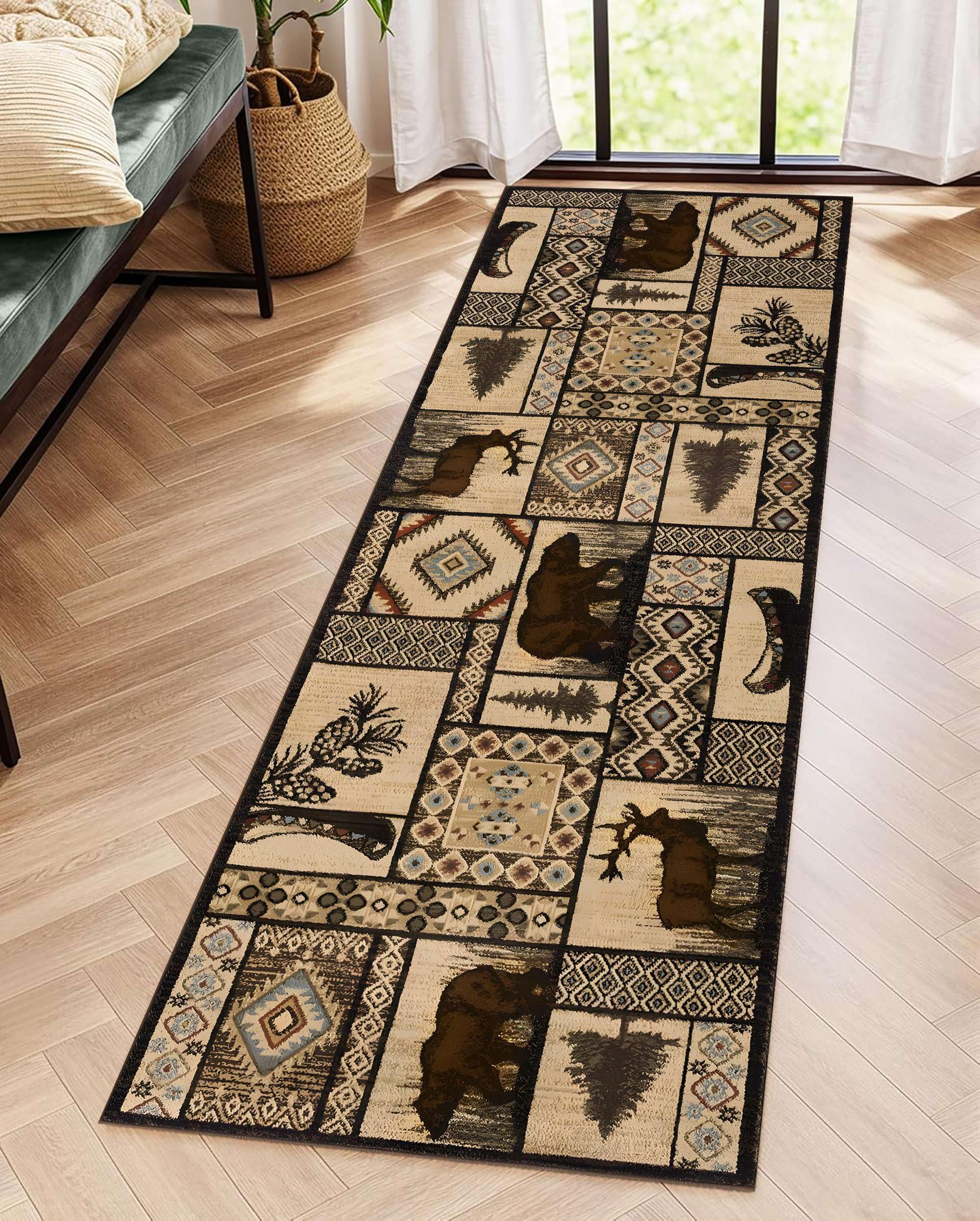 Amazon.com: Rustic Cabin Runner Rug, 2x6ft, Forest Woodland Wildlife ...