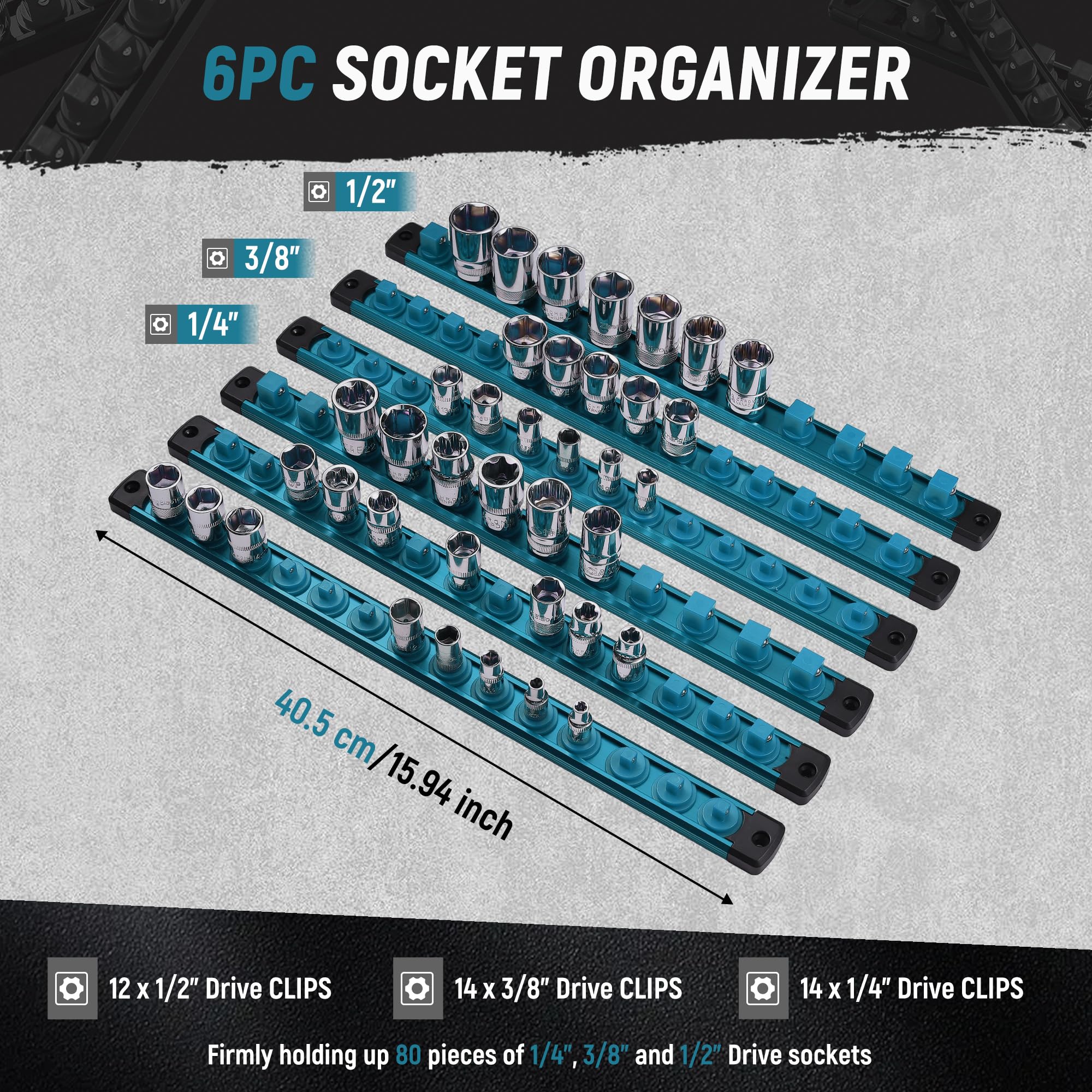 Snapklik.com : ALOANES Magnetic Socket Organizer Set, 6-Piece Heavy ...