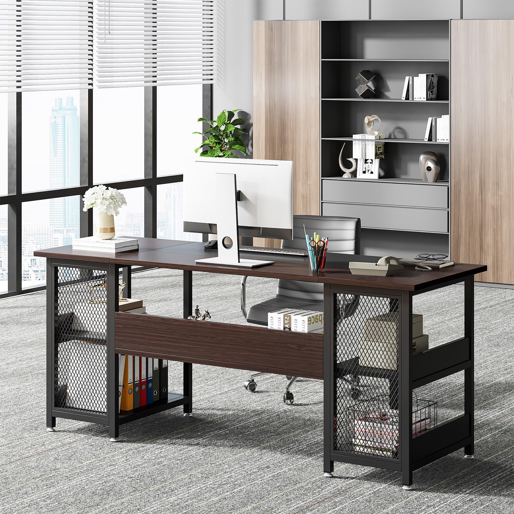 Tribesigns Executive Desk 63 Inches Large Office Desk With Open ...