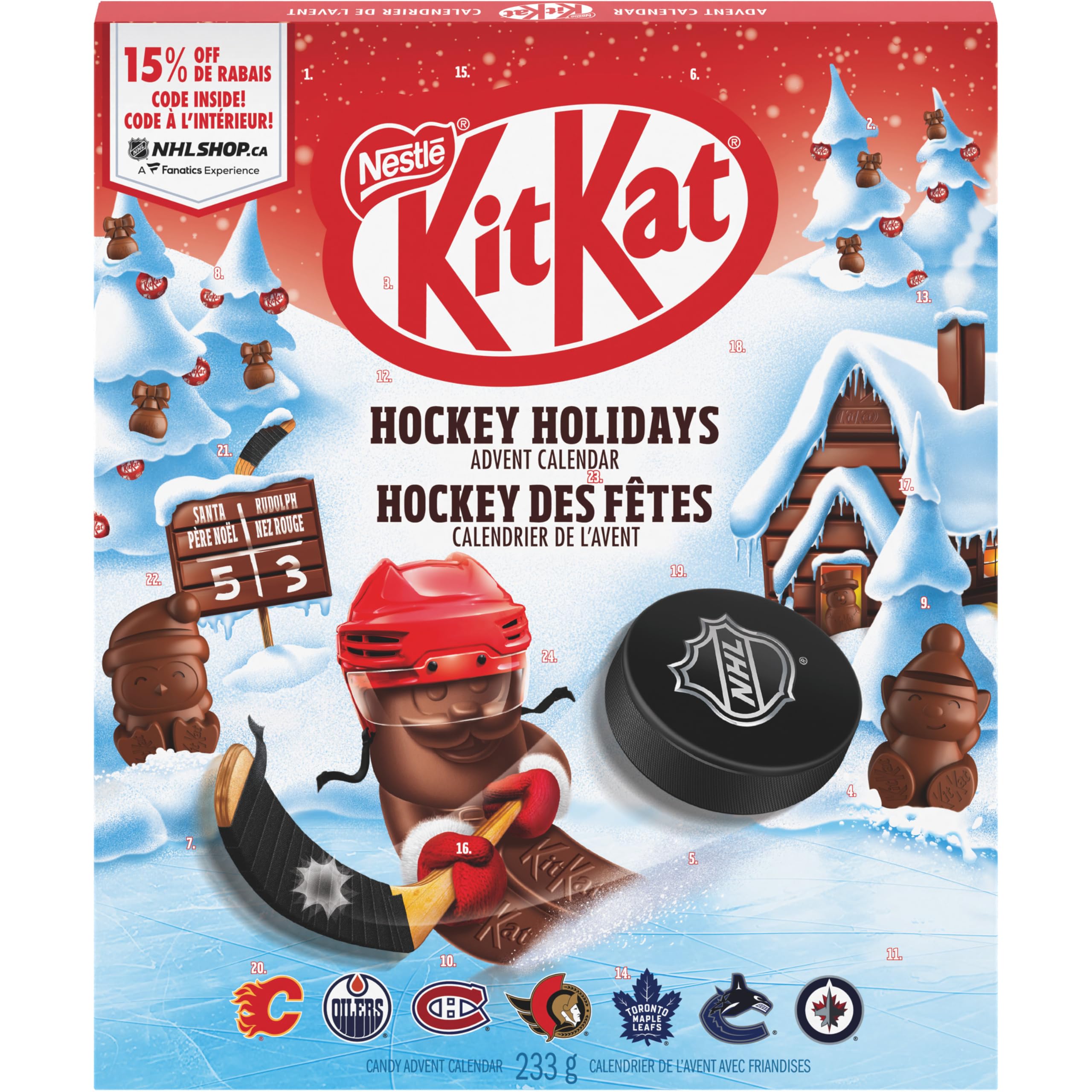 KIT KAT KITKAT Hockey Holidays Advent Calendar, NHL, Filled With KITKAT ...