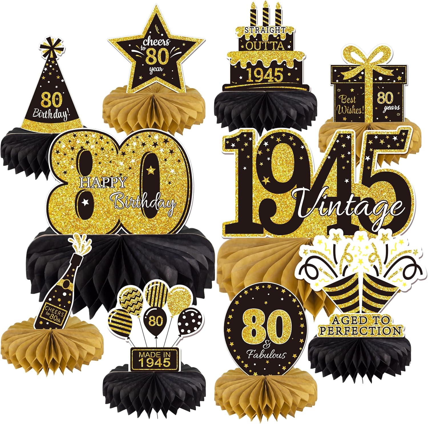 Amazon.com: 10PCS 80th Birthday Decorations Centerpieces for Table ...