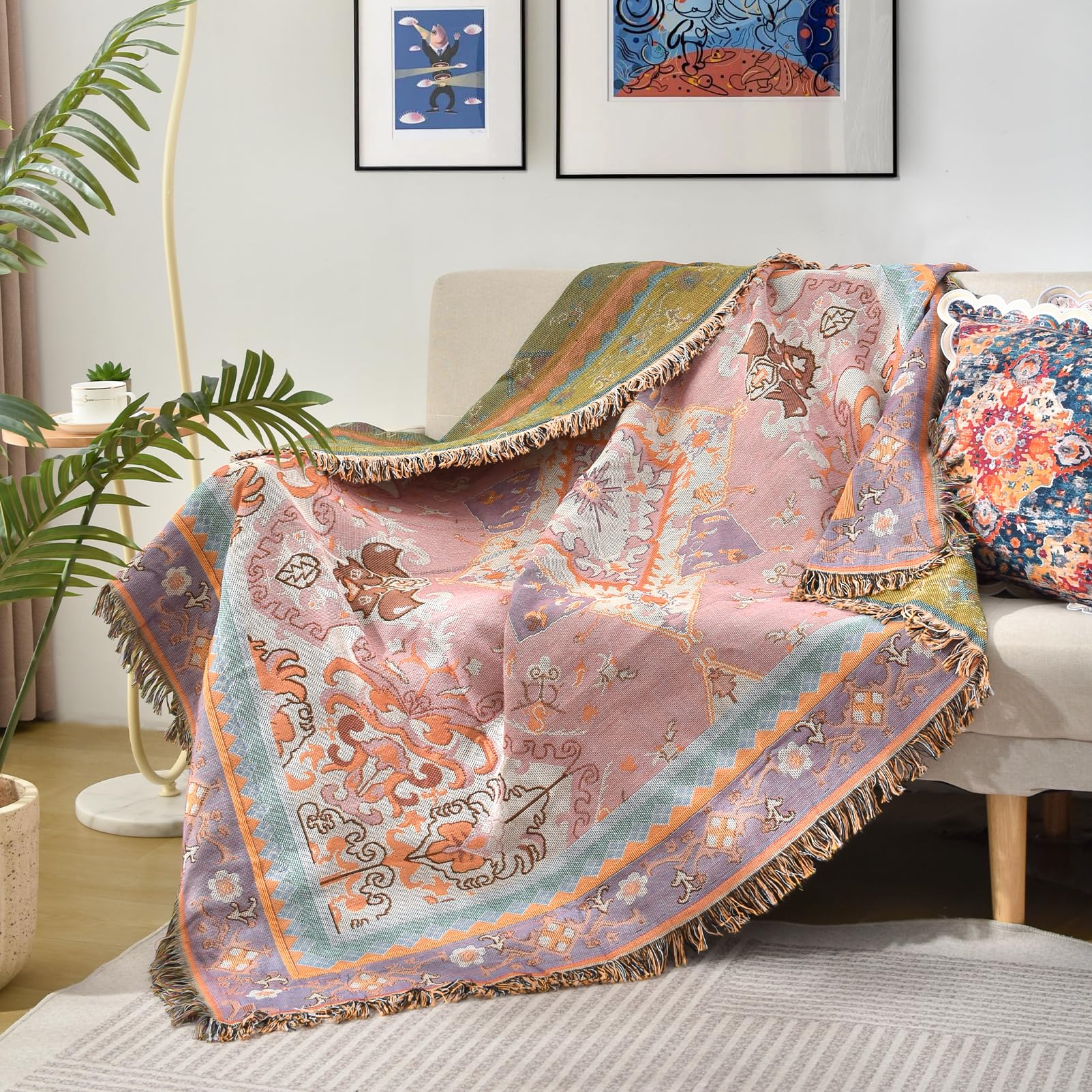 Amazon.com: Snycler Boho Throw Blanket for Bed 50 * 60inch Woven ...