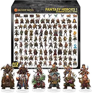 Skinny Minis Fantasy Heroes Bulk Acrylic Flat Miniatures for Dungeons ...