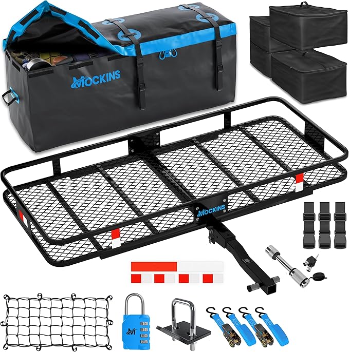 Mockins 60""x20""x6"" Folding Trailer Hitch Cargo Carrier Hitch Mount w ...