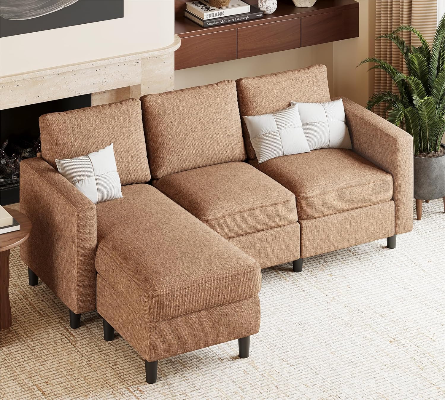 Amazon.com: JAMFLY L Shaped Couch Sofa for Living Room, Small Sectional ...