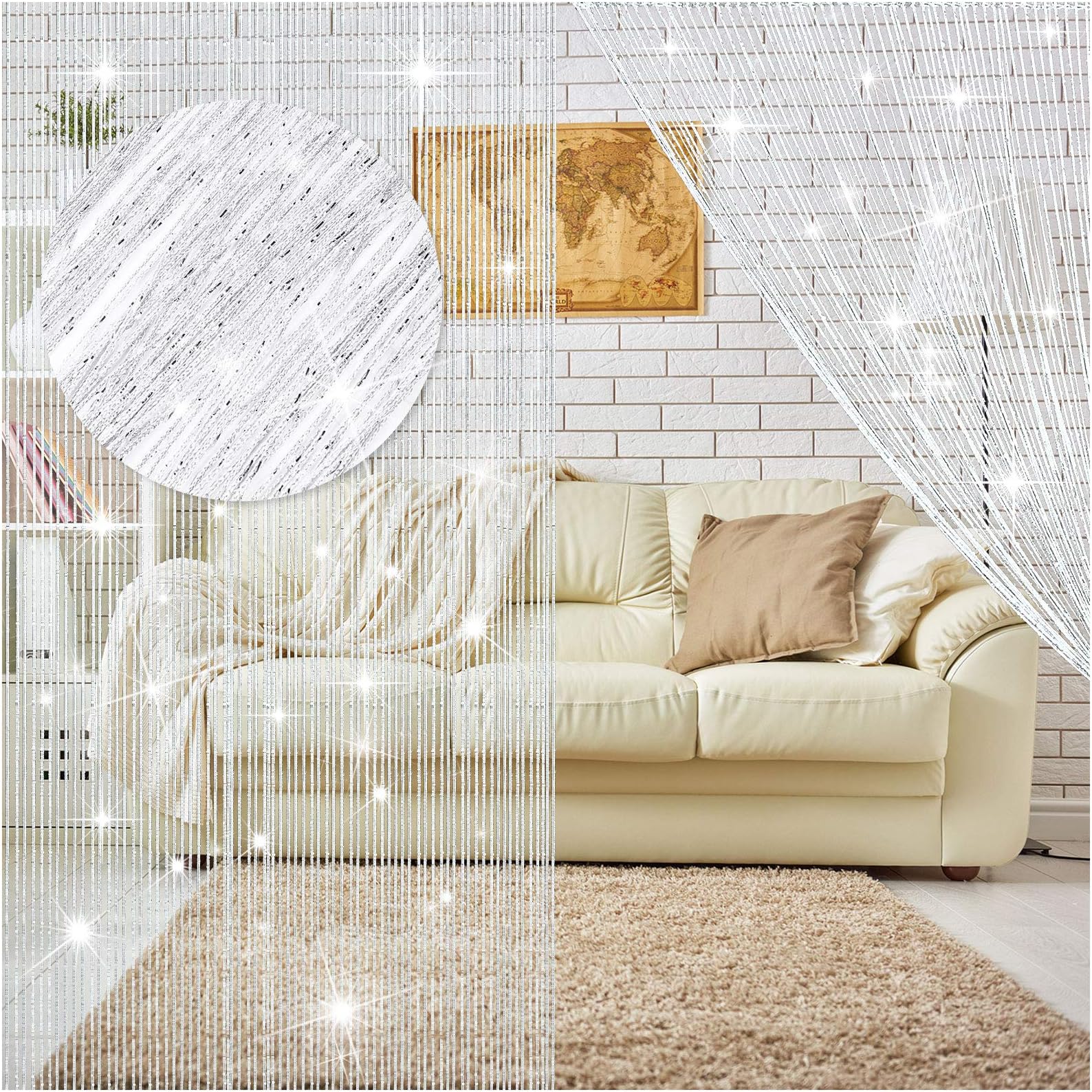 Amazon.com: WILLBOND 4 Pieces String Curtains Glitter Fringe Curtains ...