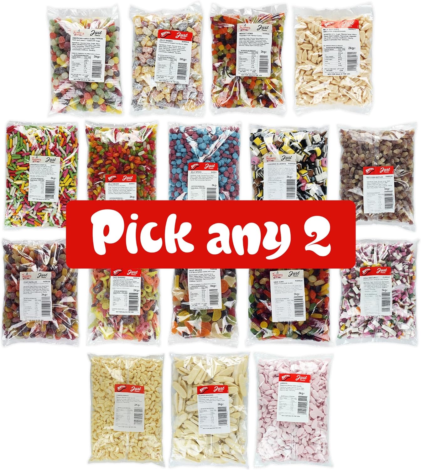 Sweetshop Wholesale Retro Sweets 3kg Bags - Pick Any 2 : Amazon.co.uk ...