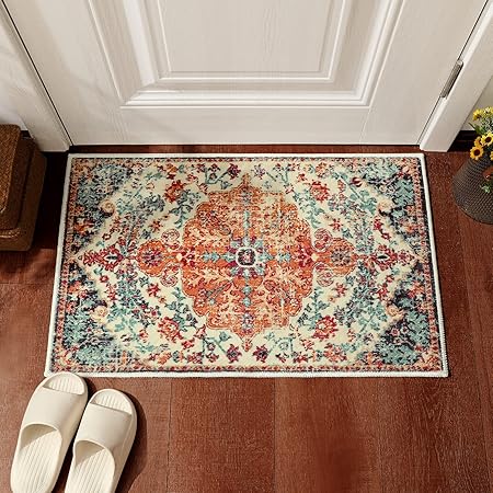 Amazon.com: HOMEIDEAS Indoor Door Mat, 32"x20", Floral Soft Low-Pile ...