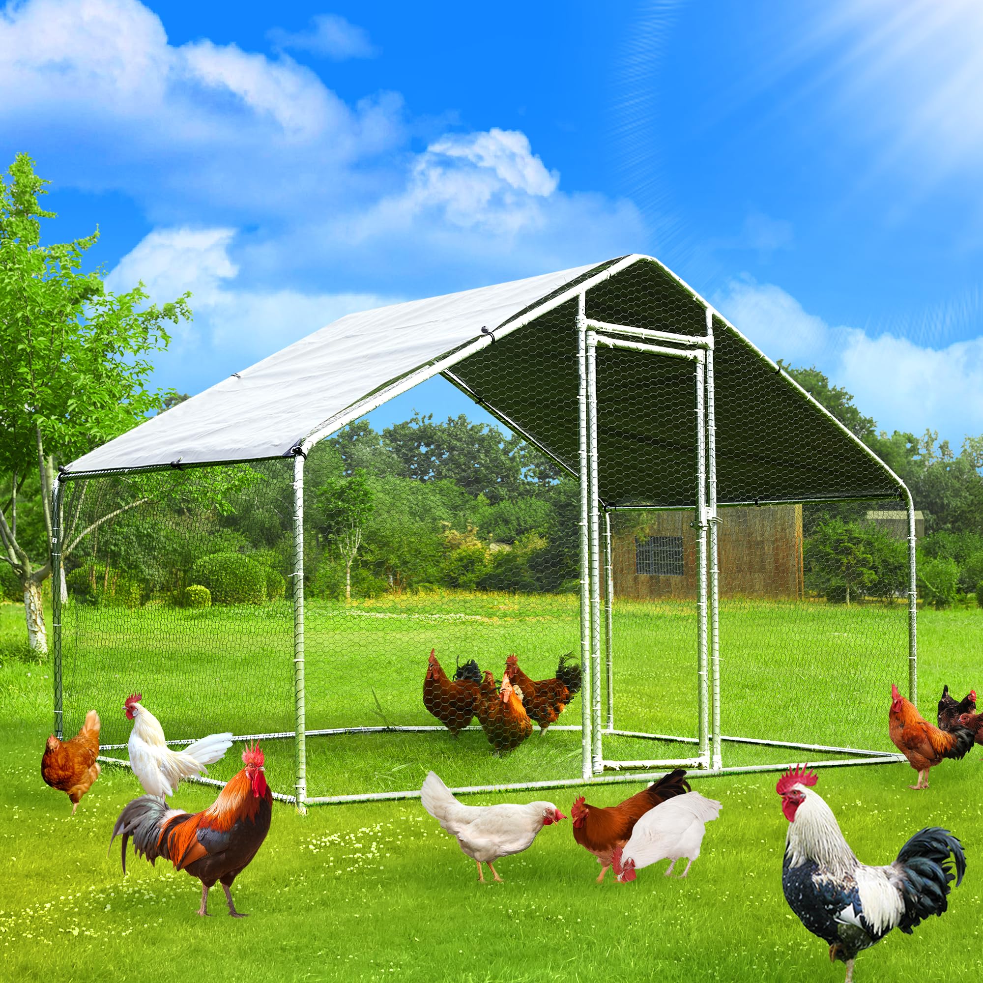 Amazon.com: 6.4Lx9.84Wx6.6H FT Large Metal Chicken Coops for 8/10/16 ...