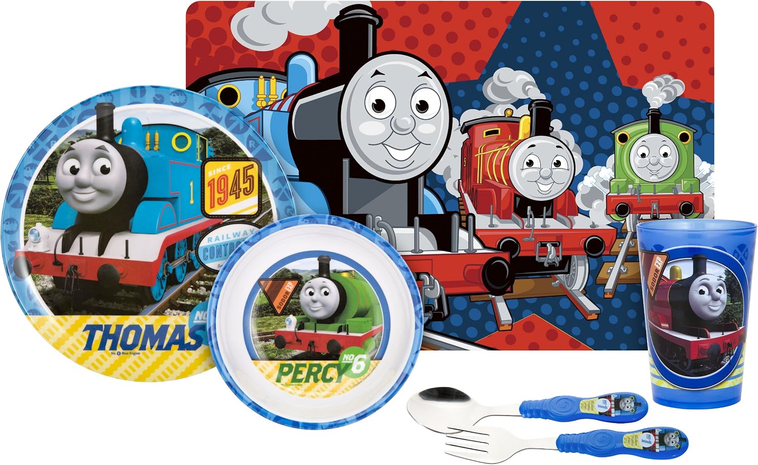 Amazon.com | Zak! Thomas and Friends 6-Piece Mealtime Set: Dinnerware ...