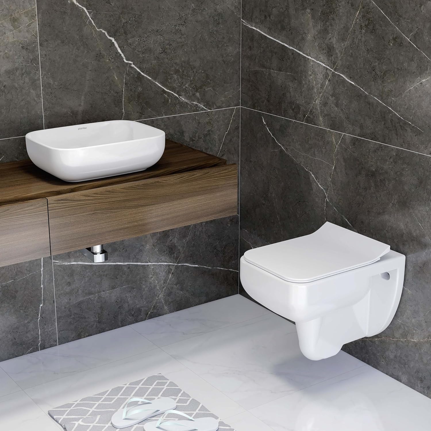 Plantex Commode for Toilet with Table Top Basin/Ceramic Commode/Wash ...