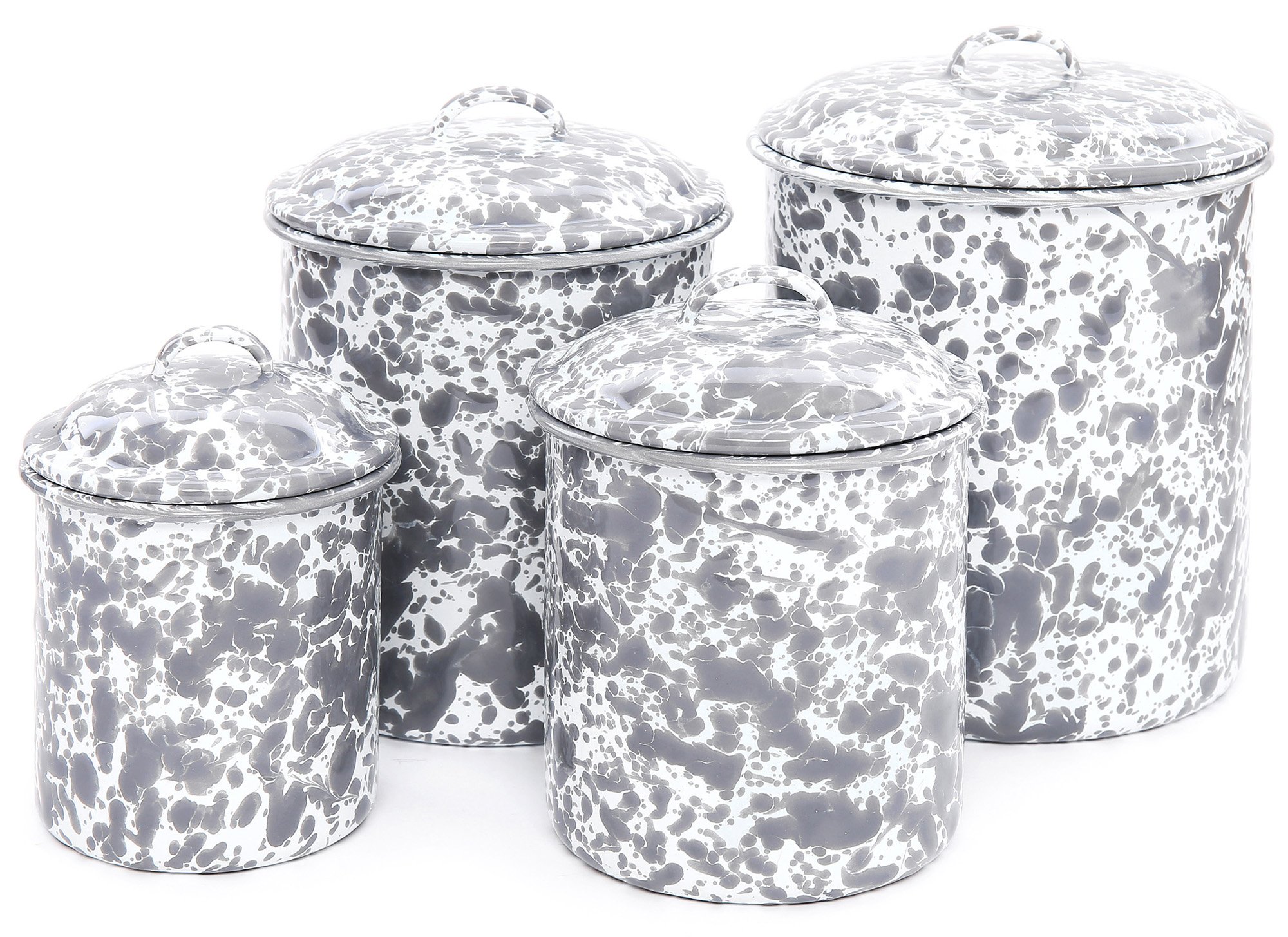 Amazon.com: Enamelware 4 Piece Canister Set - Grey Marble : Home & Kitchen