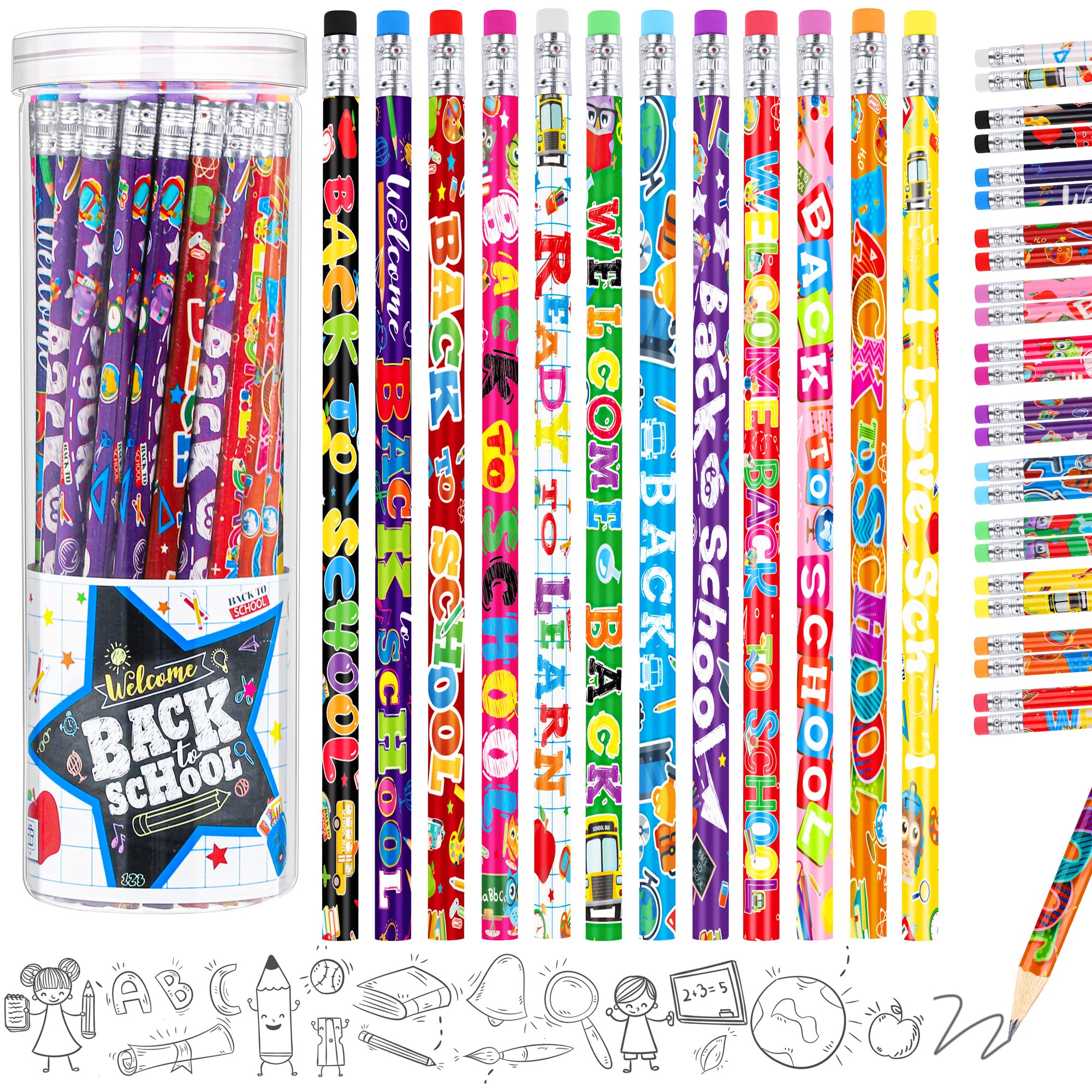Snapklik.com : Durony 100 Pieces Welcome Back To School Pencils First ...