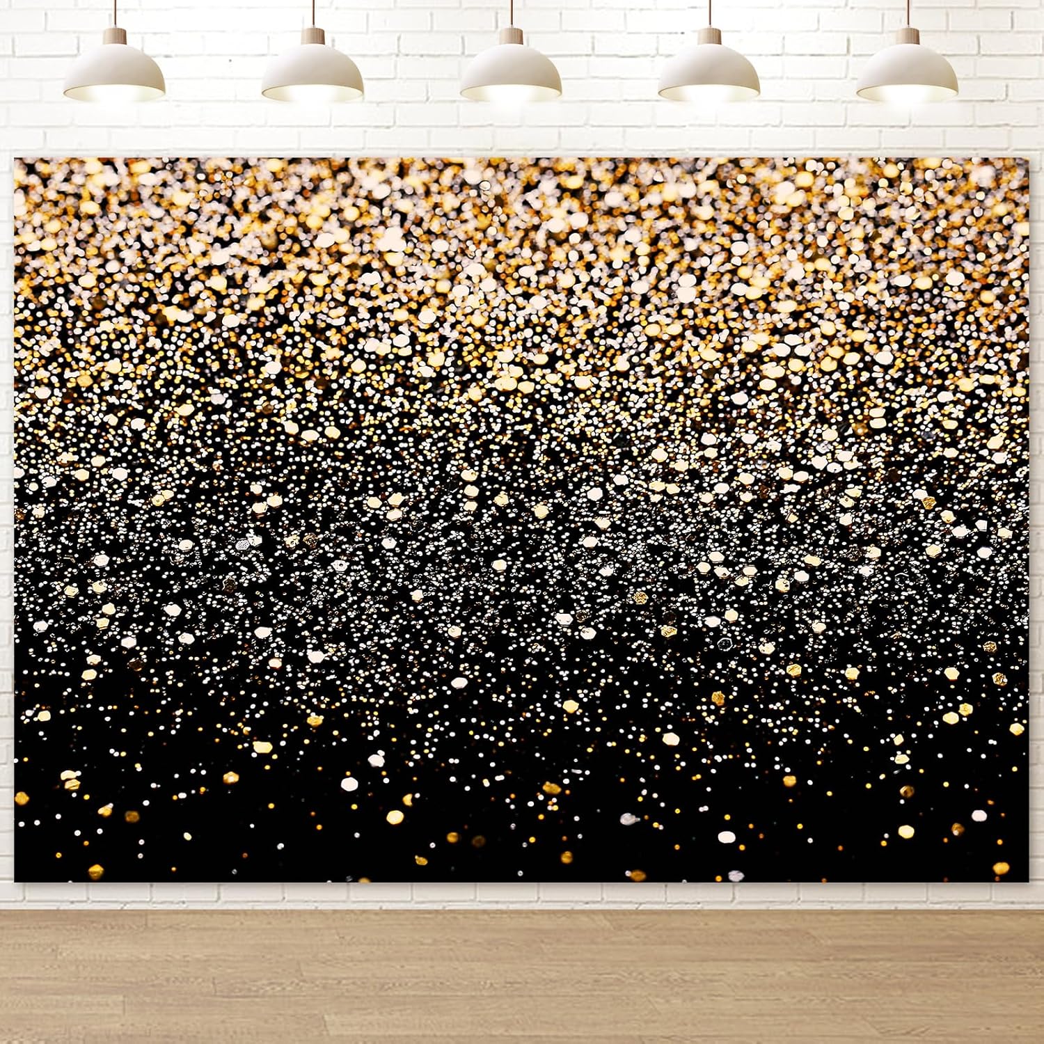 Amazon.com : Humkat 7x5ft Black and Gold Backdrop Golden Glitter Spots ...