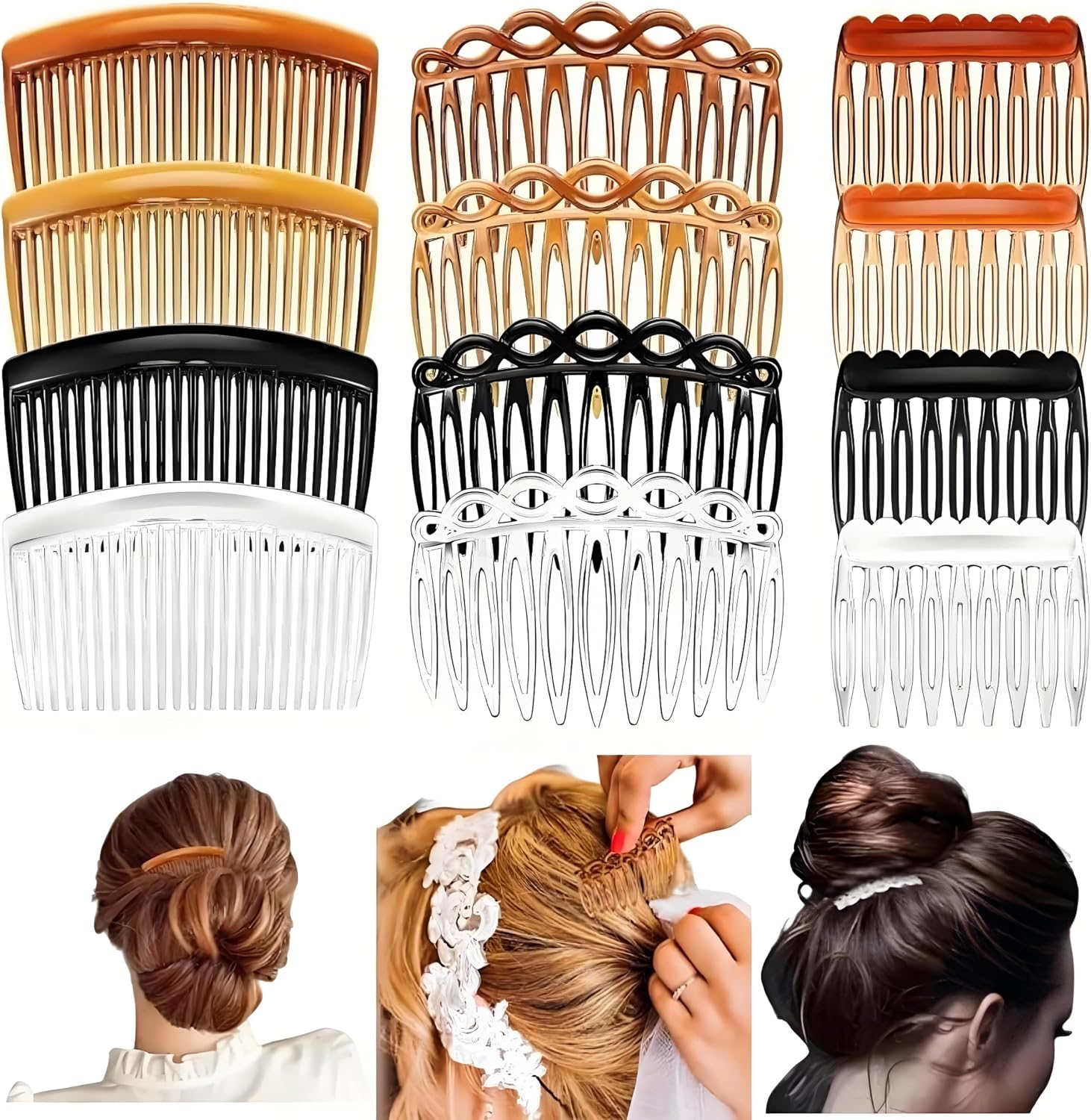 12Pcs French Side Hair Combs and Slides With Fine Hair - Twist ...