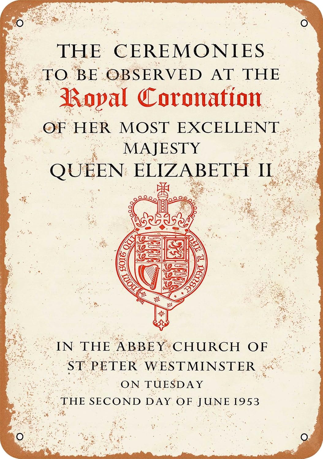 Amazon.com: 7 x 10 METAL SIGN - 1953 Coronation of Queen Elizabeth II ...