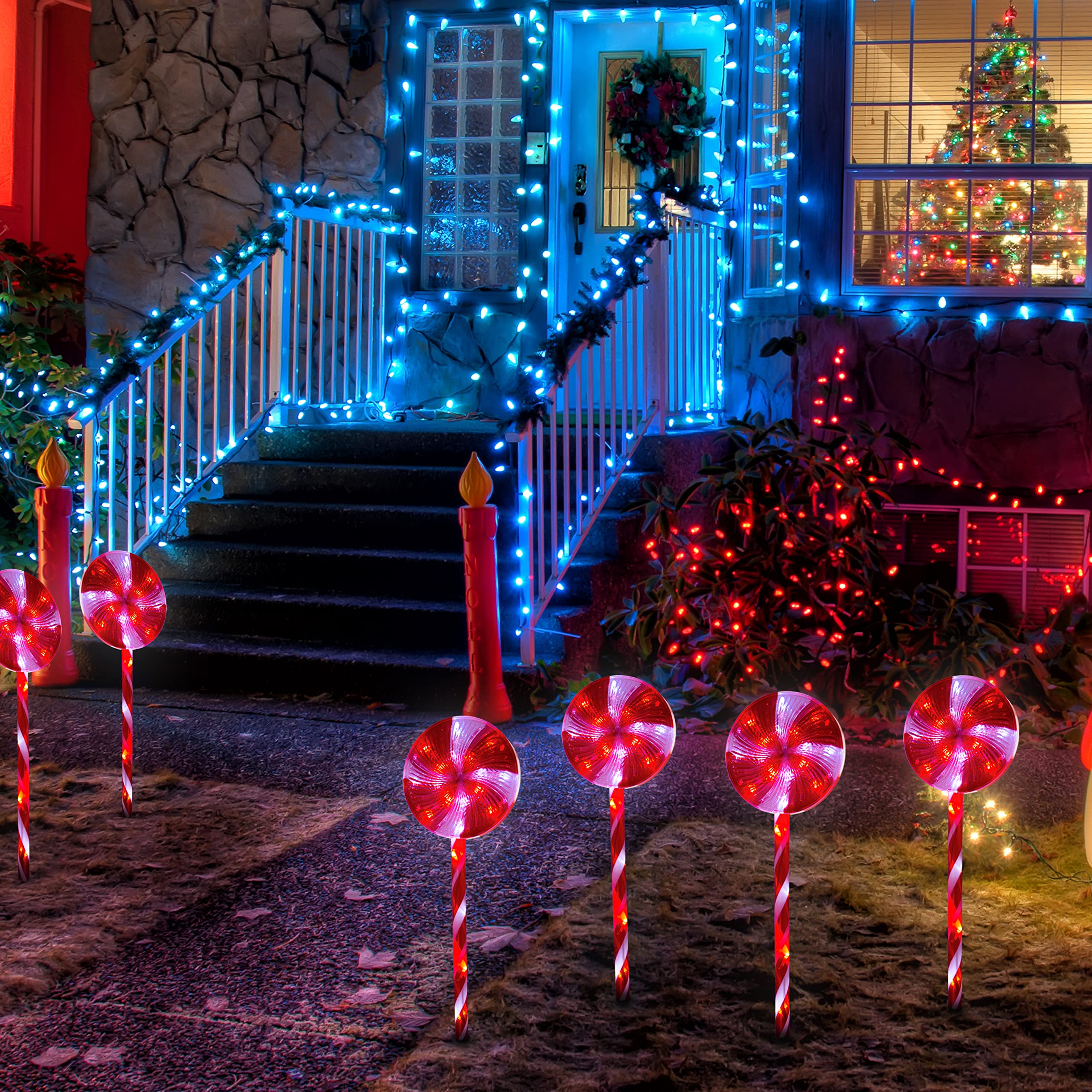 Lollipop Pathway Lights With Pictures Of Yards 3x Solar Christmas