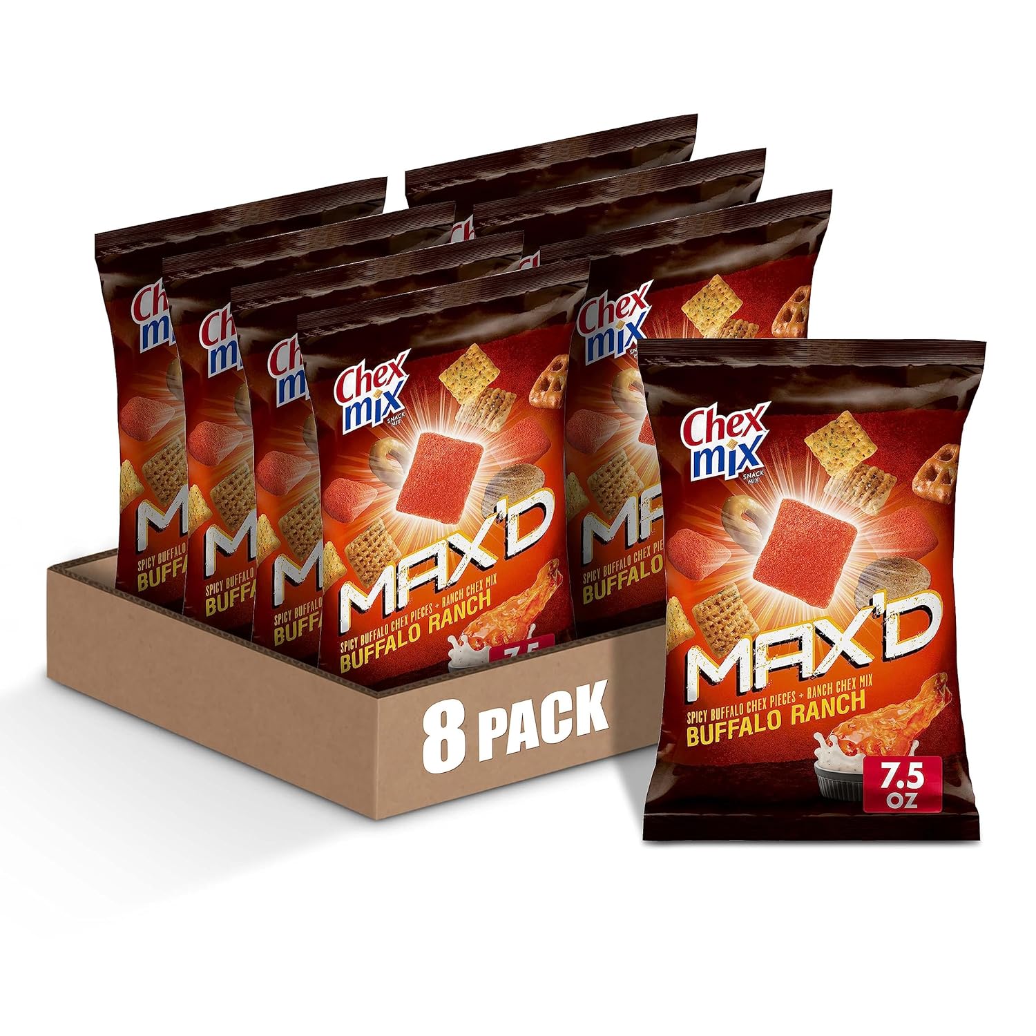 Amazon.com: Chex Mix MAX'D Snack Mix, Buffalo Ranch, 7.5 oz bag (Pack of 8)