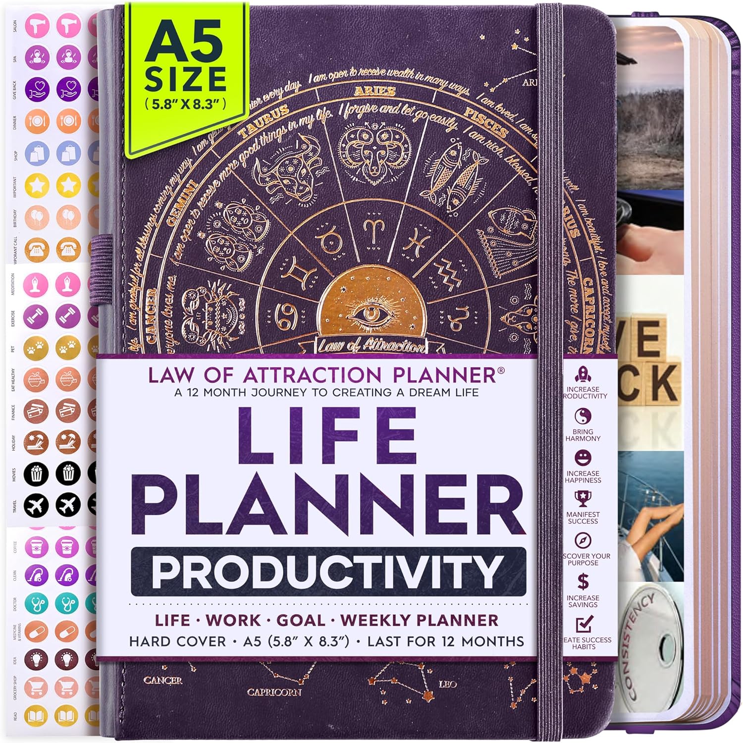 Life Planner - Undated Weekly & Monthly Planner | 12-Month Organizer ...