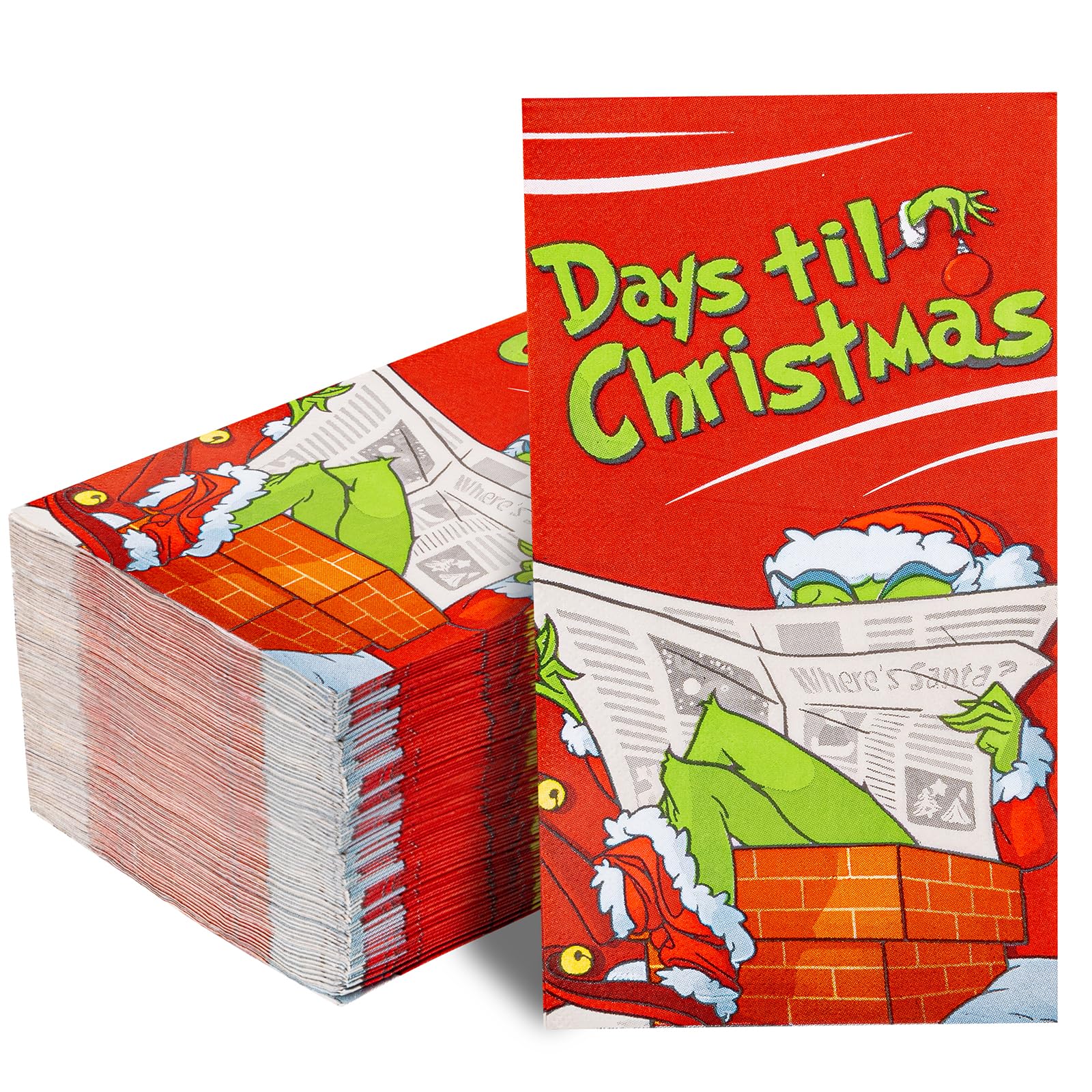 Amazon.com: 100PCS Christmas Grinch Napkins Disposable - Green Red ...