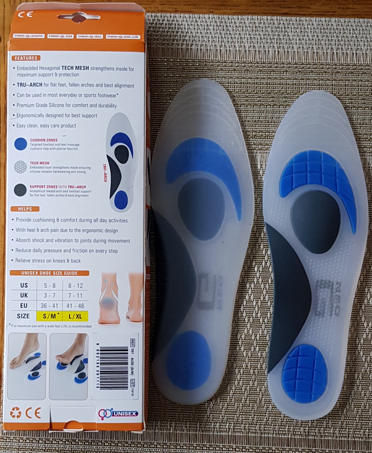 Neo G NeoThotics Full Length Insoles for Plantar Fasciitis Support ...