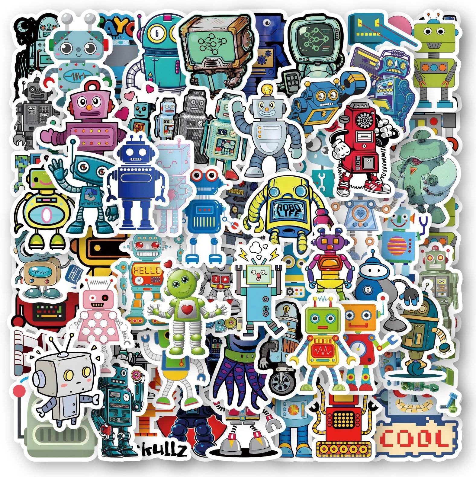Amazon.com: 60PCS Robot Stickers for Laptop and computer, Cartoon ...