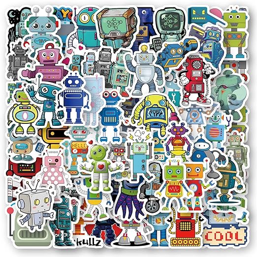 Amazon.com: 60PCS Robot Stickers for Laptop and computer, Cartoon ...
