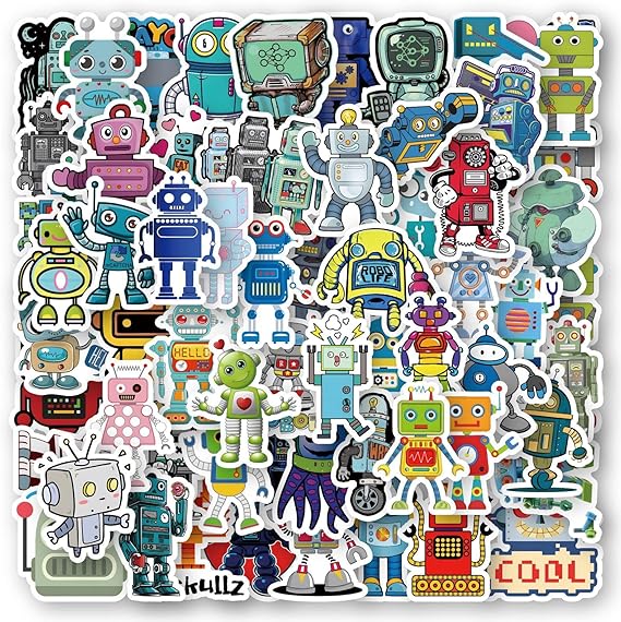 Amazon.com: 60PCS Robot Stickers for Laptop and computer, Cartoon ...