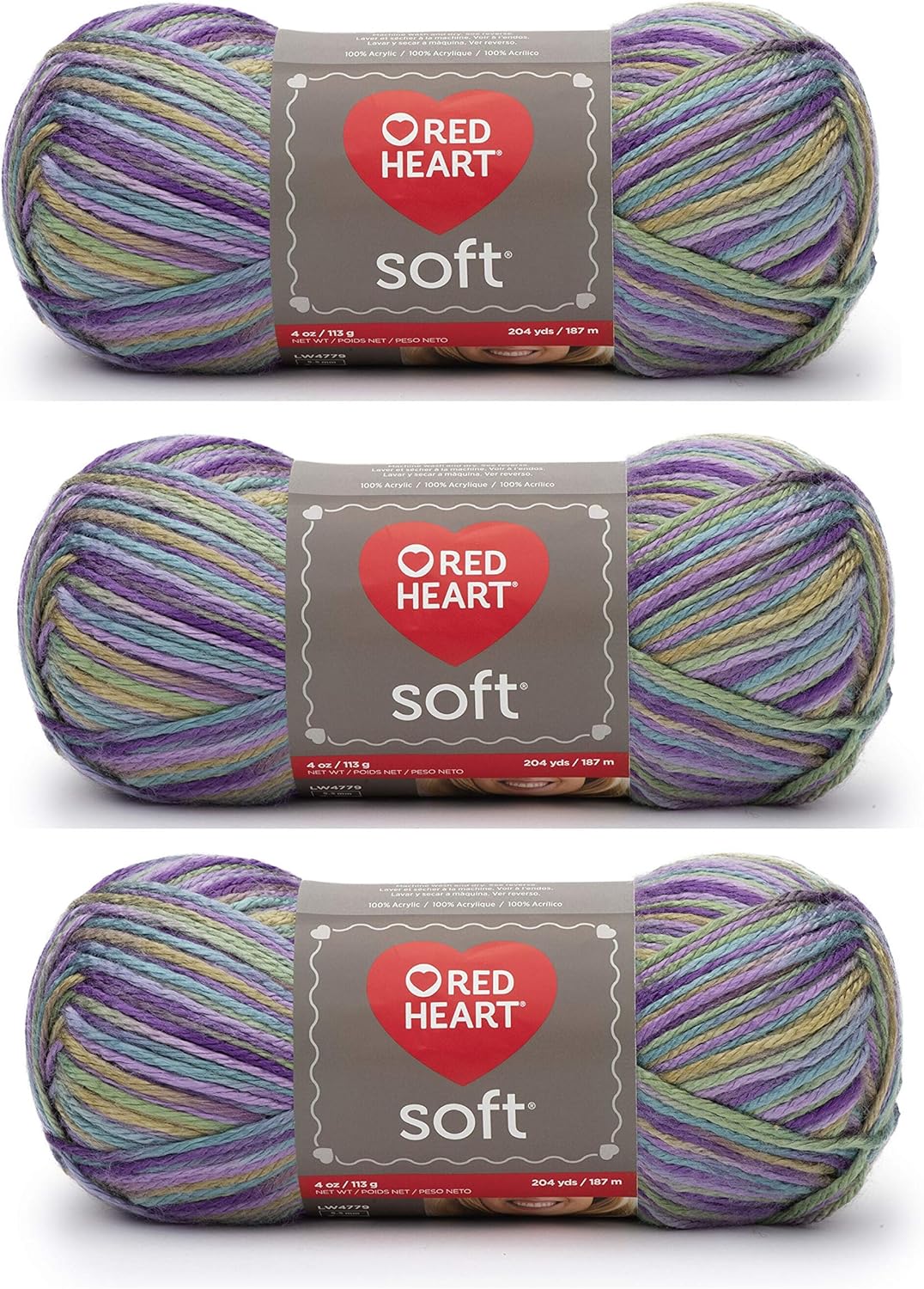 Amazon.com: Red Heart Soft Yarn (3-Pack) Watercolors E728-9941