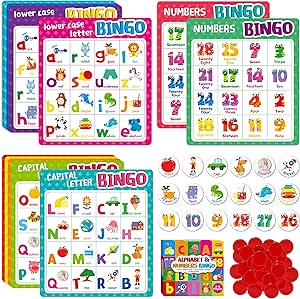 Amazon.com: SpriteGru Alphabet Bingo Game, ABC & 123 Bingo Board Game ...