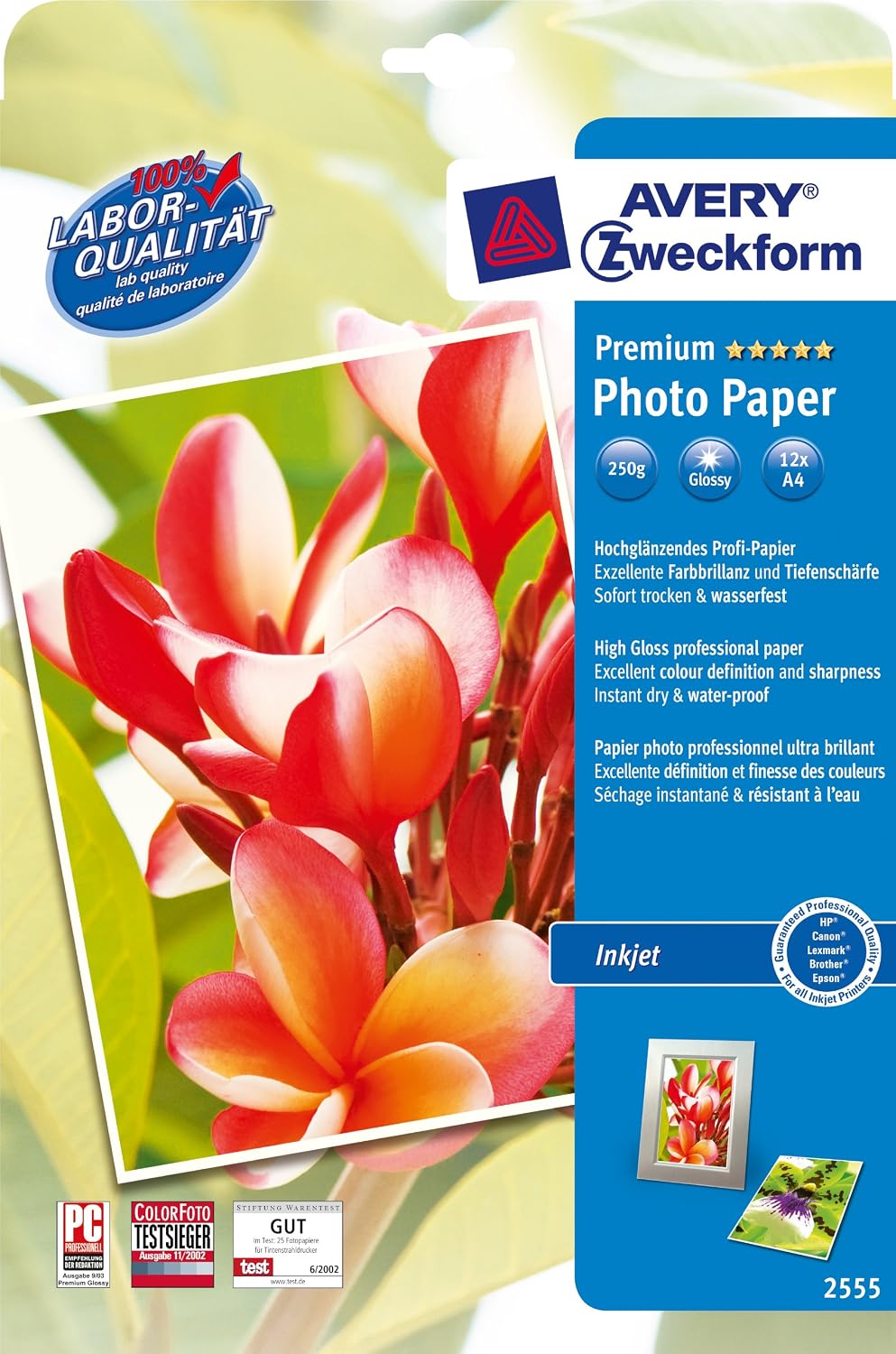 Avery Premium Glossy Photo Paper - 2555 250g - Papel (250 g, 10 Hojas ...