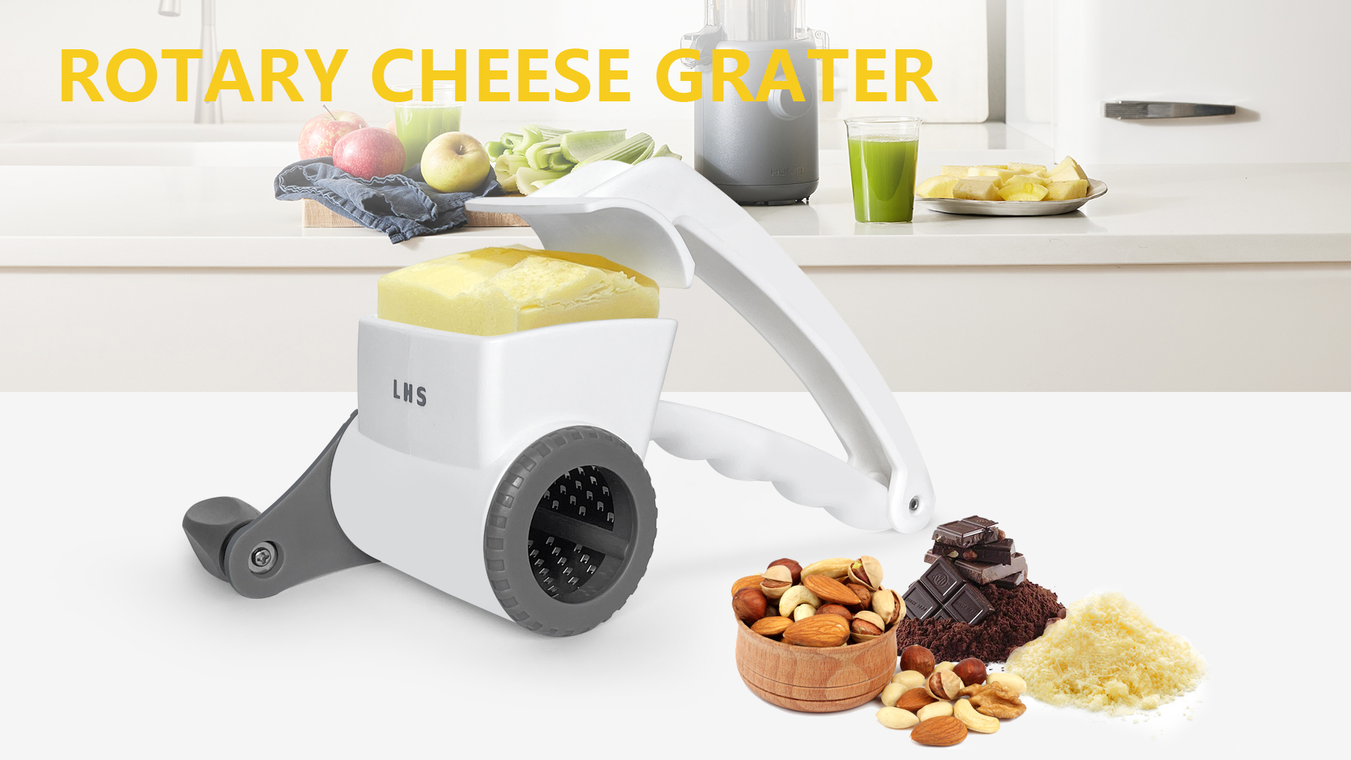 Carrot Grater Yeelua Rotary Cheese Grater With 3 Stainless Steel Drum ...