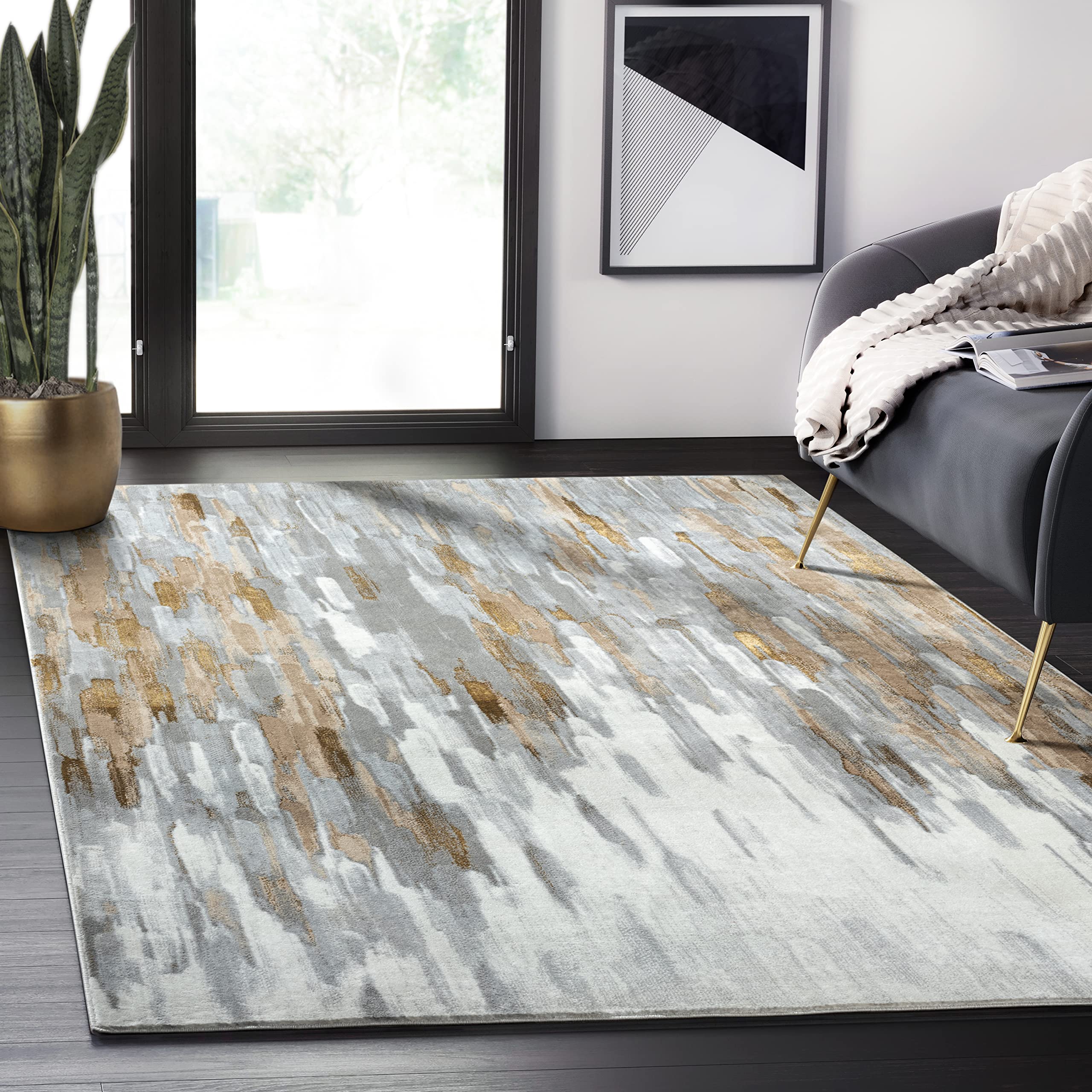 Amazon.com: Abani Rugs Grey and Brown Contemporary Abstract Area Rug ...