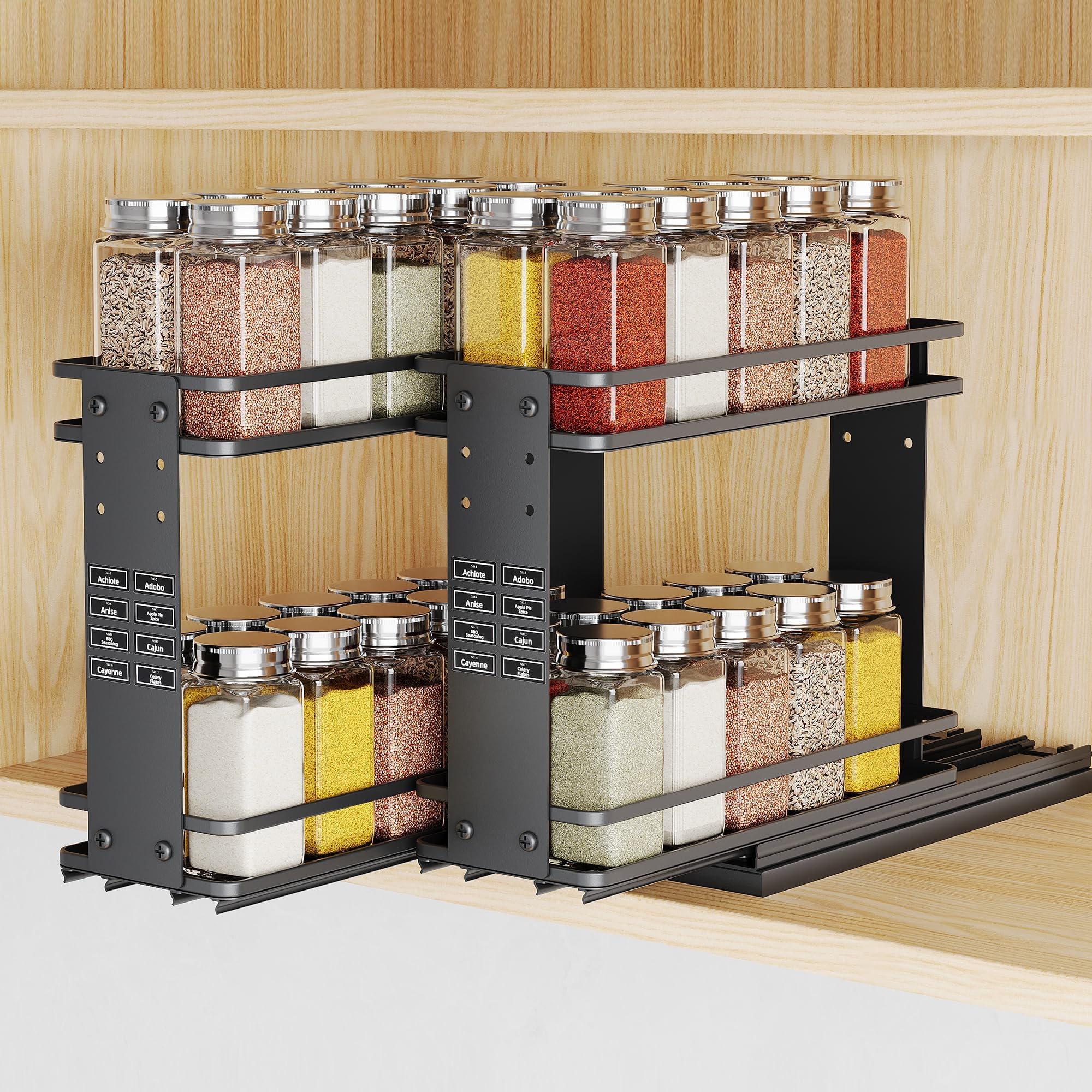 Amazon.com: 2 Packs Pull Out Spice Rack Organizer for Cabinet, 2Tier, 4 ...