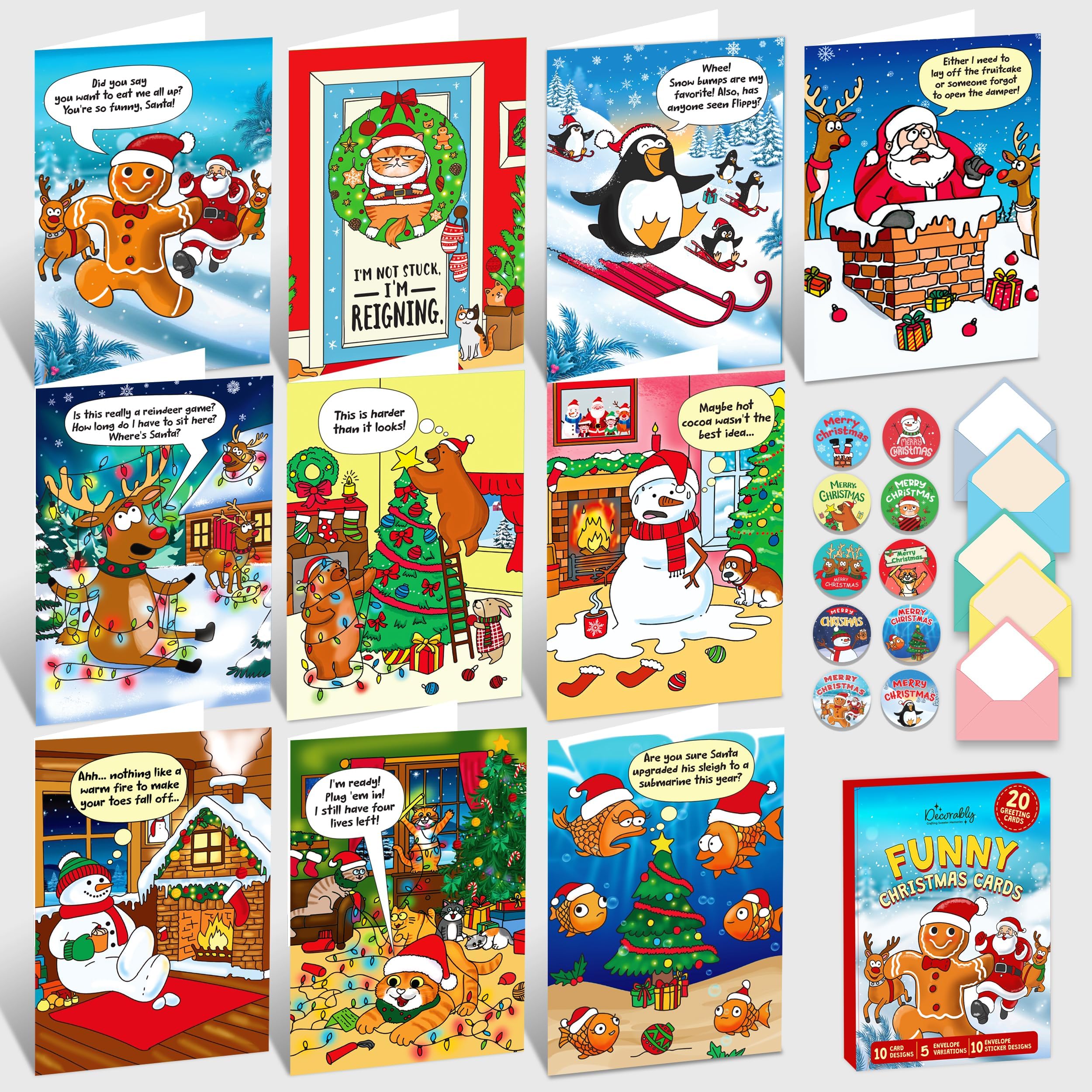 Amazon.com : Good Egg Greetings 15 Funny Christmas Cards Assorted Bulk ...