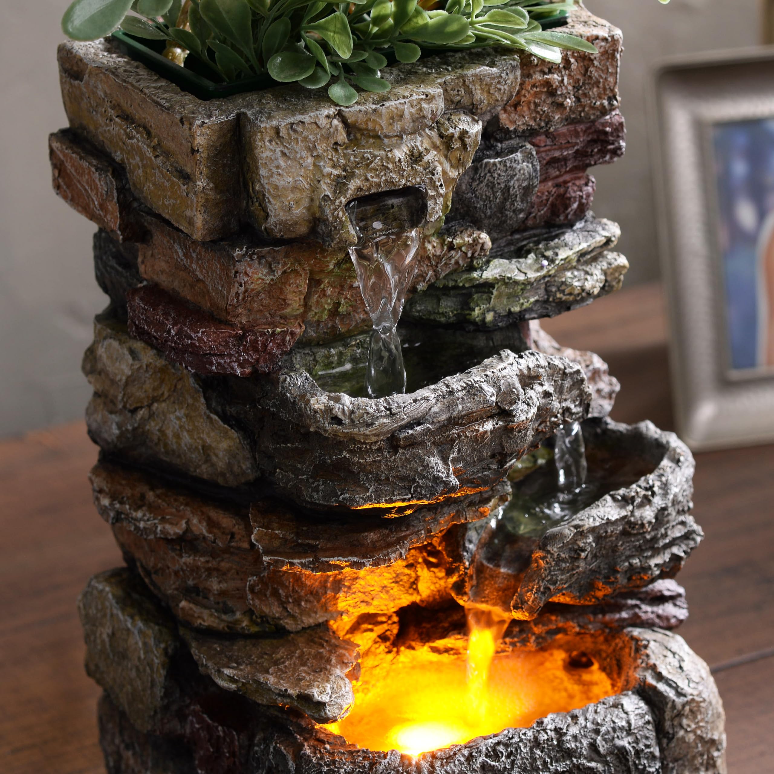 Indoor Stone Waterfalls Modern Outdoor Fountain 4 Crocks Cascading