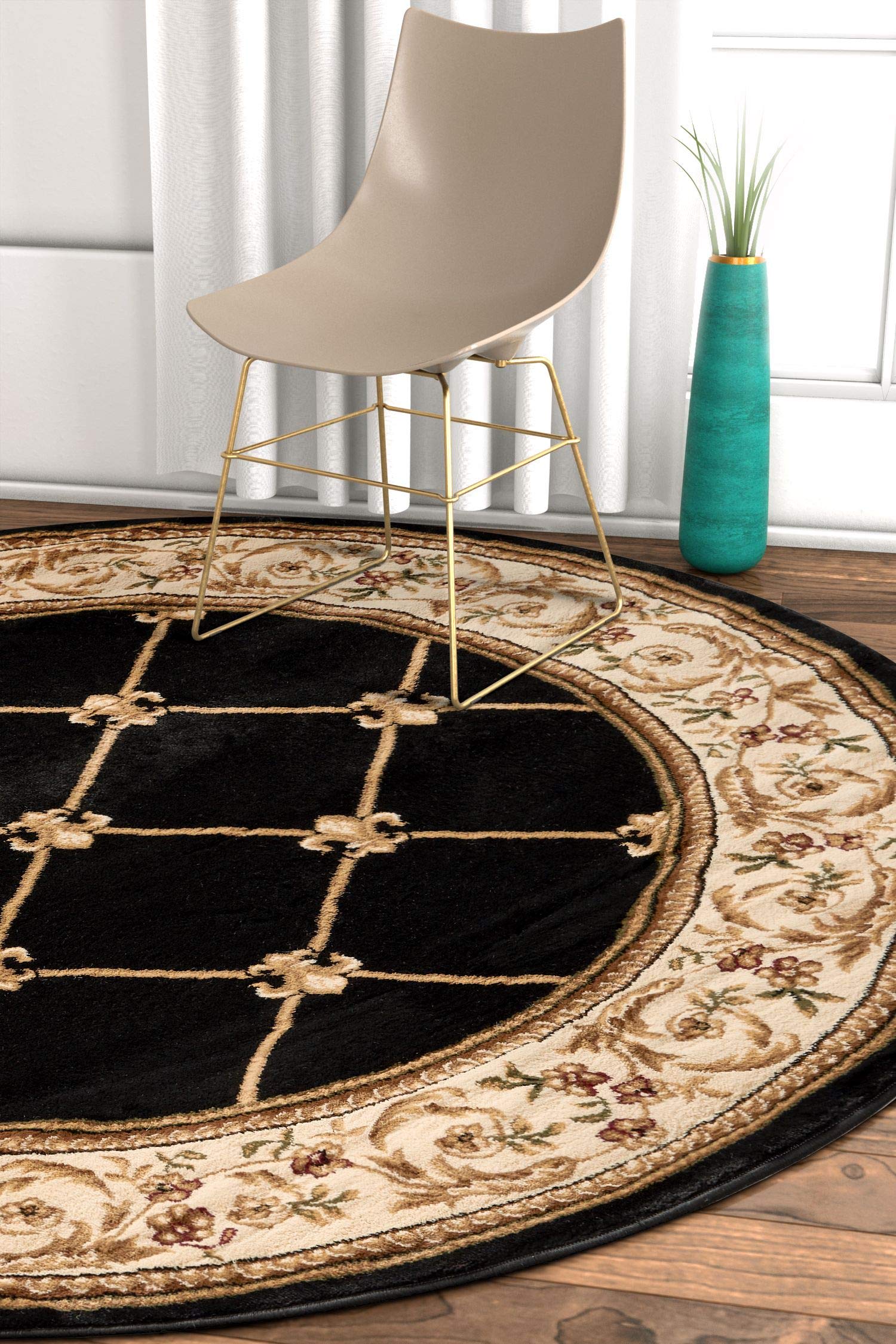 Amazon.com: Well Woven Timeless Collection Fleur De Lis Black 5' Foot ...