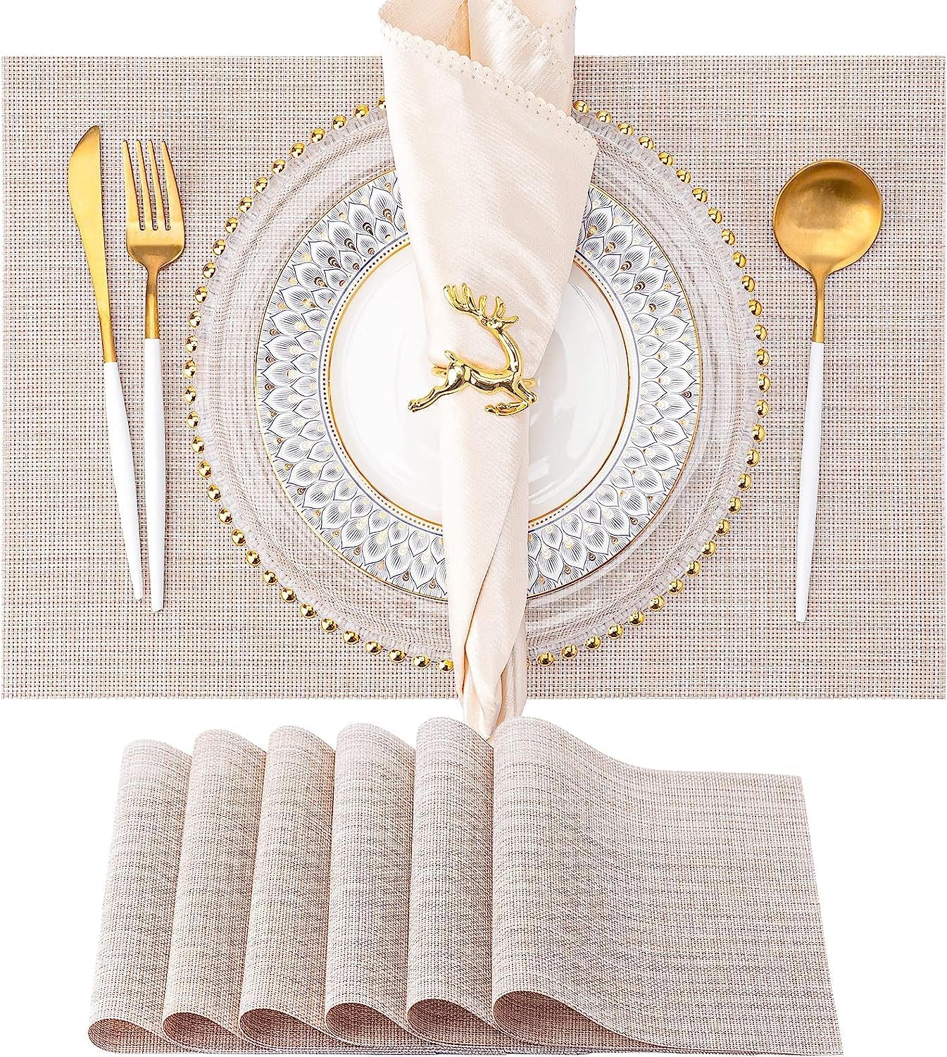 U Chef Juego de 6 Manteles Individuales para Mesa y Comedor, Lavables ...