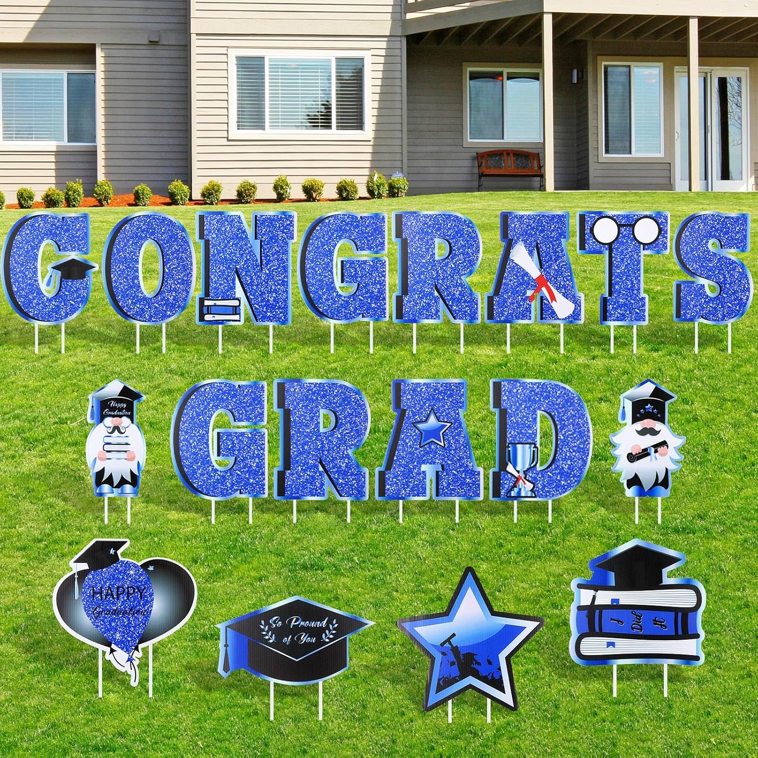 Amazon.com : Roowest 18 Pcs 2025 Graduation Yard Sign Decorations Blue ...