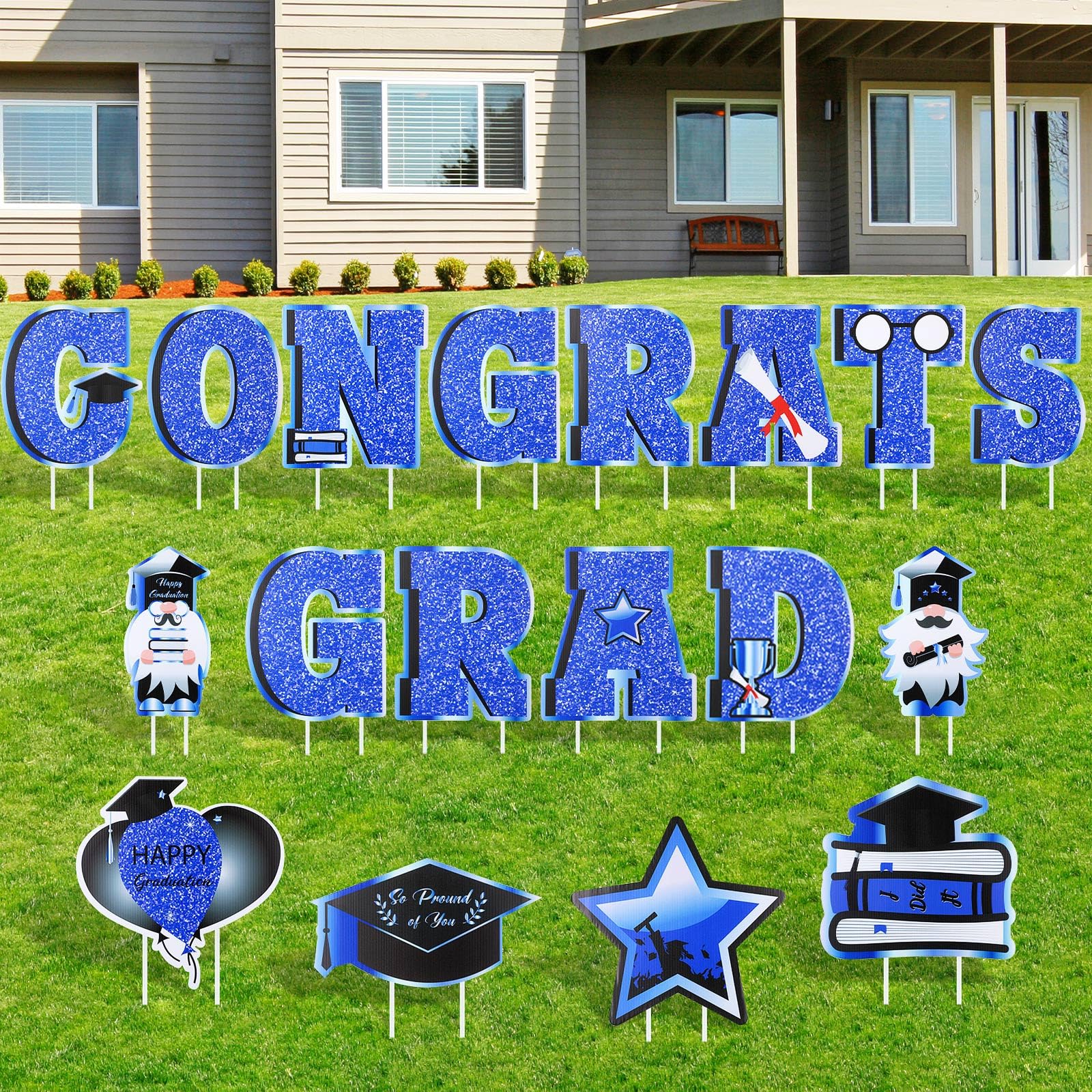 Amazon.com : Roowest 18 Pcs 2024 Graduation Yard Sign Decorations Blue ...