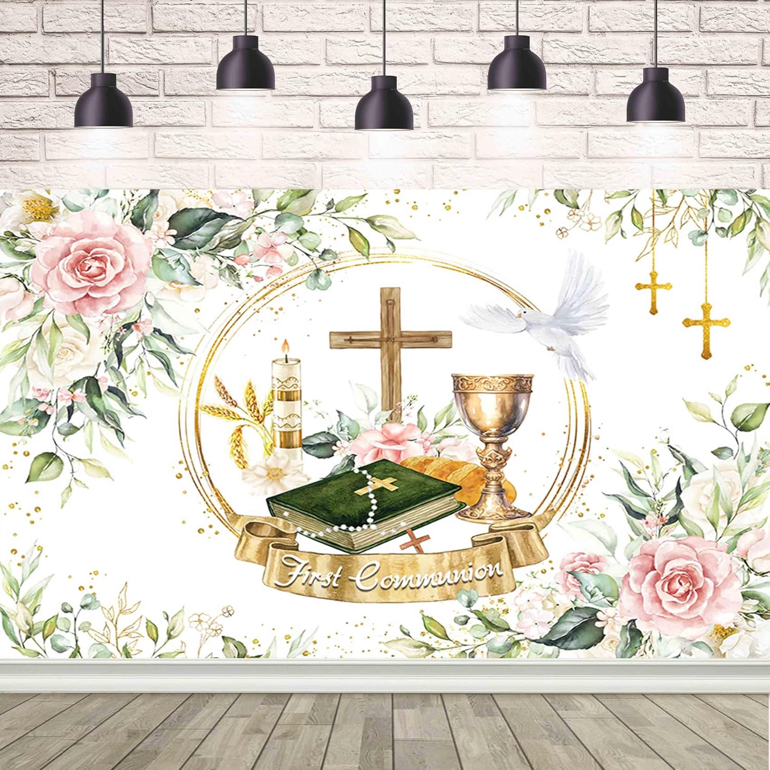 Amazon.com : AIBIIN 7x5ft First Communion Backdrop Baptism Backdrop ...
