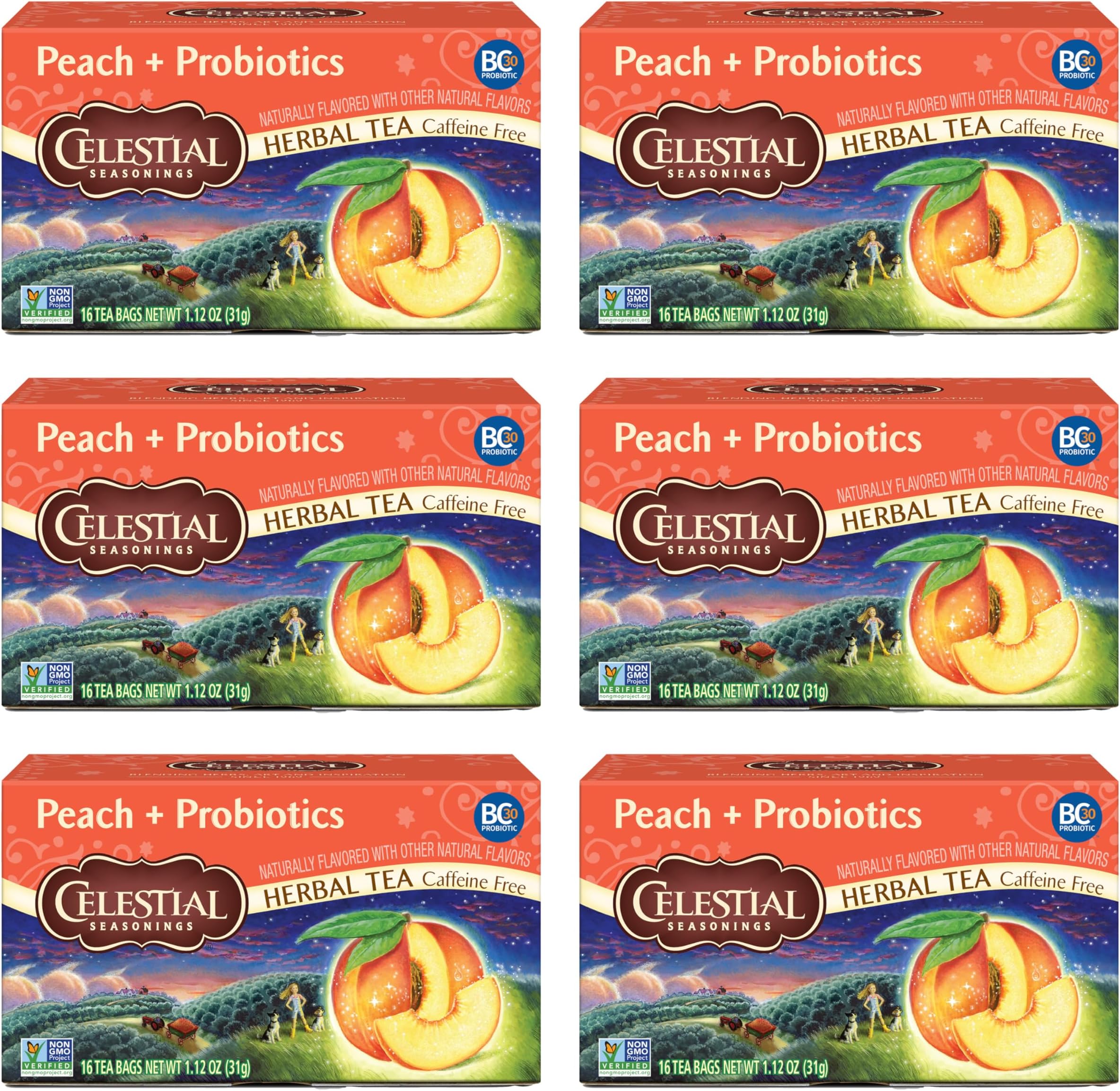 Amazon.com : Celestial Seasonings Peach + Probiotics Herbal Tea ...