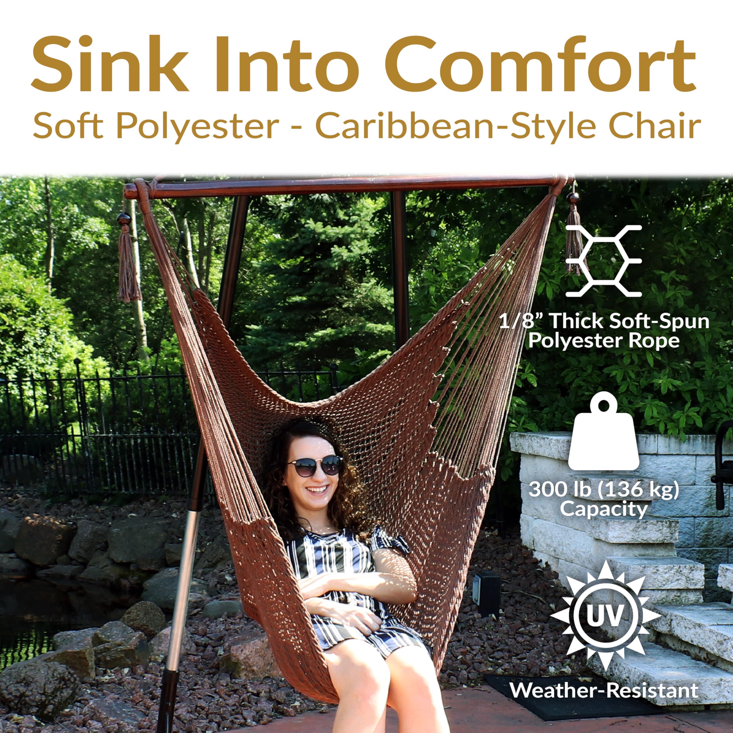Snapklik.com : Sunnydaze Outdoor Hammock Chair Swing - Hanging Hammock ...