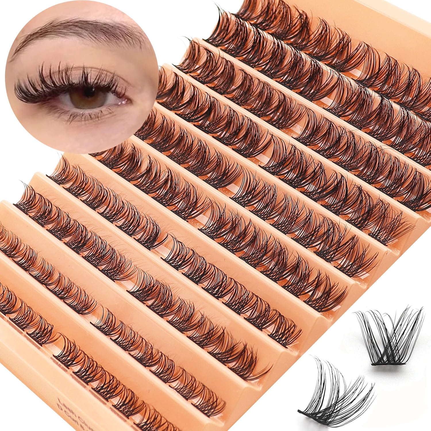 Amazon.com: Veleasha Lash Clusters 120pcs D Curl Clusters Lashes Volume ...
