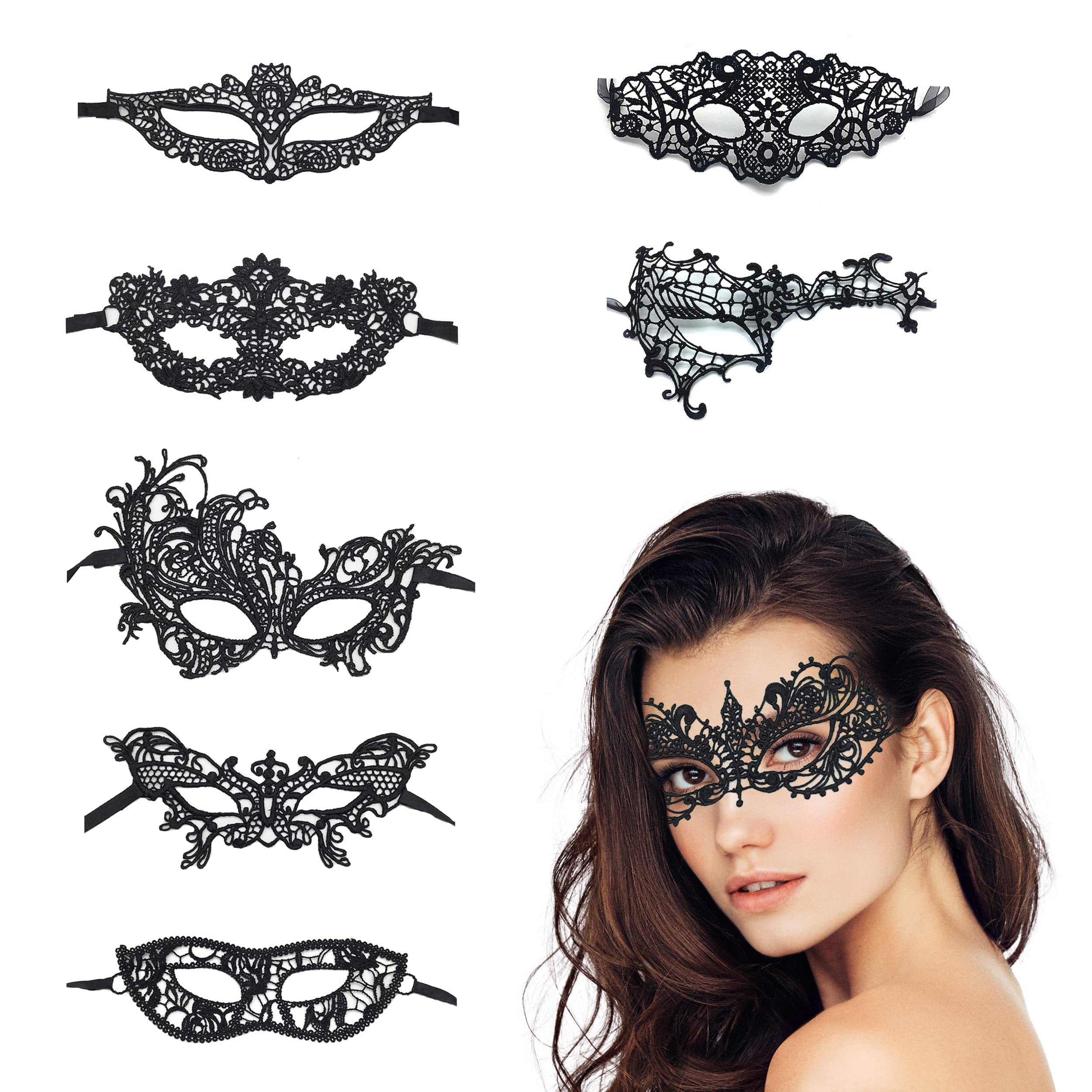 8 Pcs Masquerade Masks, Venetian Party Mask for Women Men, Lace Mask ...